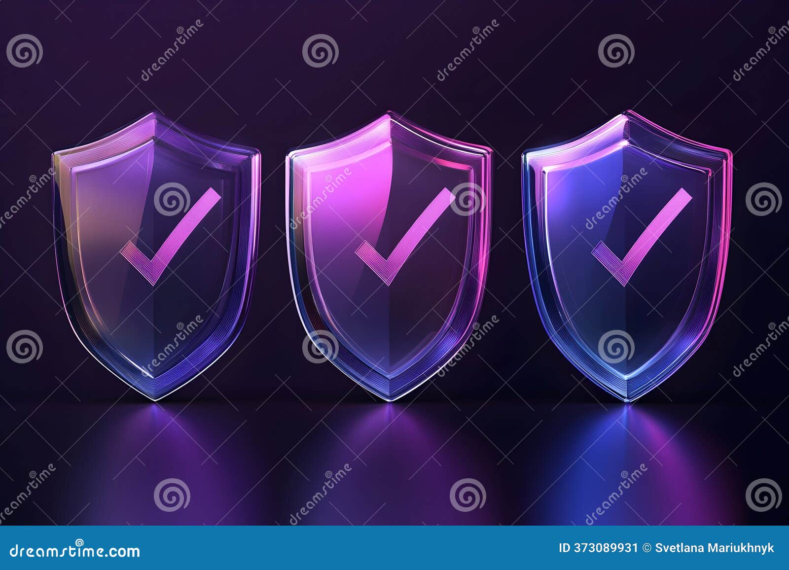 Shields And Check Marks Icons Set. Red And Green Shield With Checkmark ...