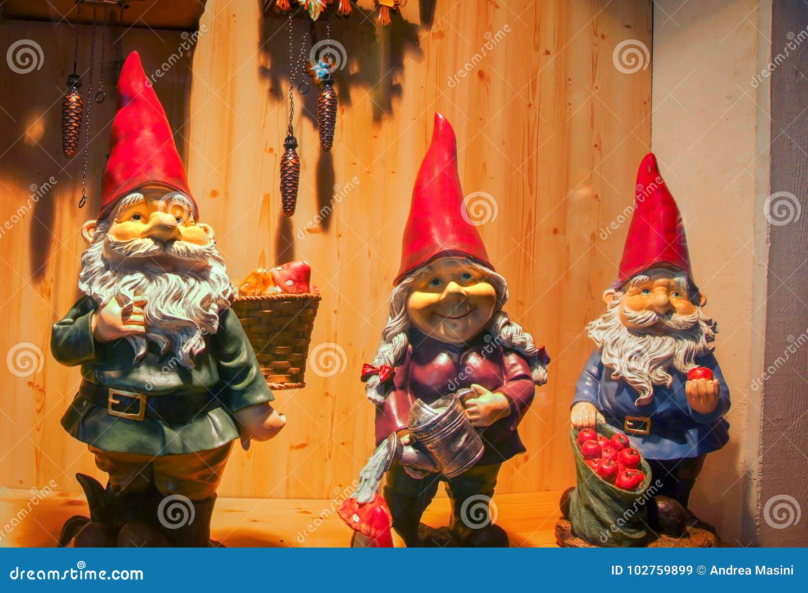 Three gnomes stock image. Image of gnomes, wooden, holidays - 102759899