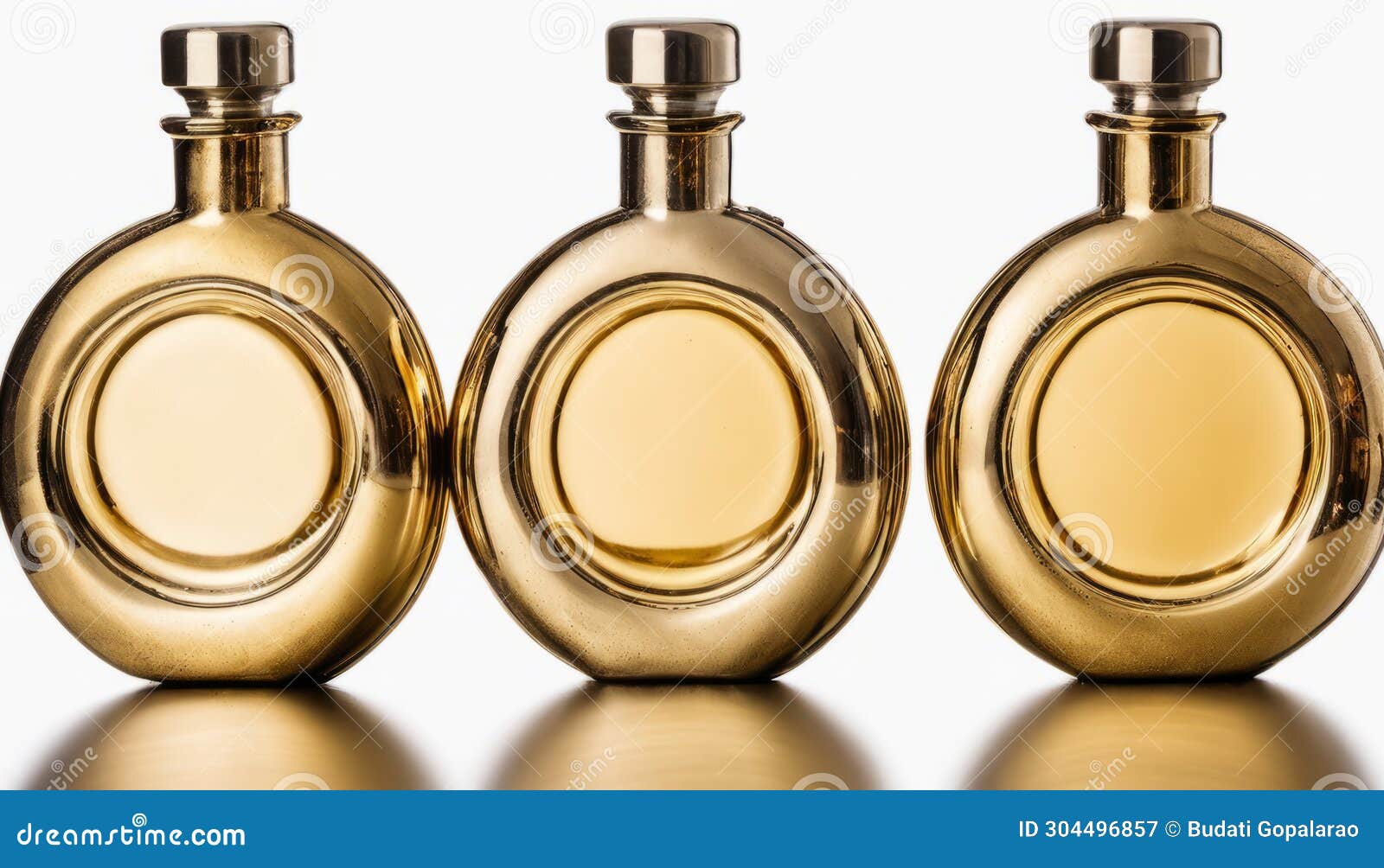 Three Gold Bottles of Perfume Stock Illustration - Illustration of ...