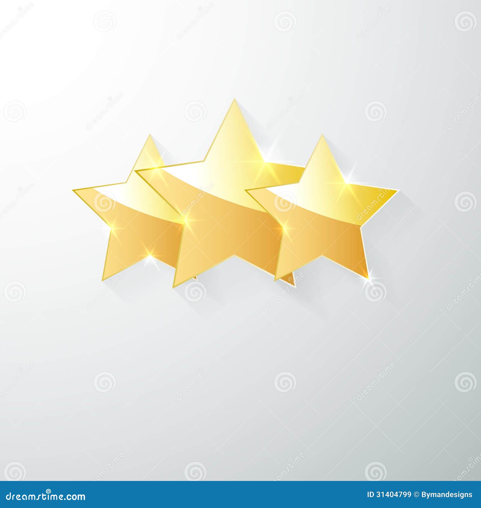 Three gold stars stock vector. Illustration of isolated - 31404799