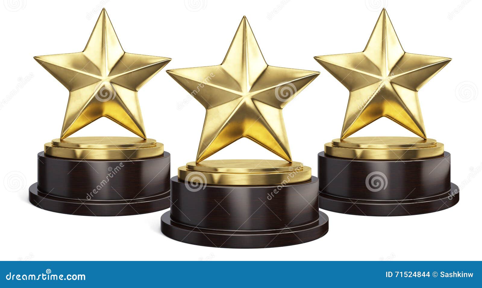 Three Gold Stars Trophy Award on White Stock Illustration ...