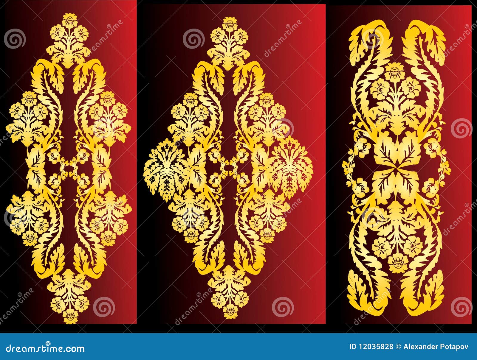 Three Gold Vertical Stripes Collection Stock Vector - Illustration of ...