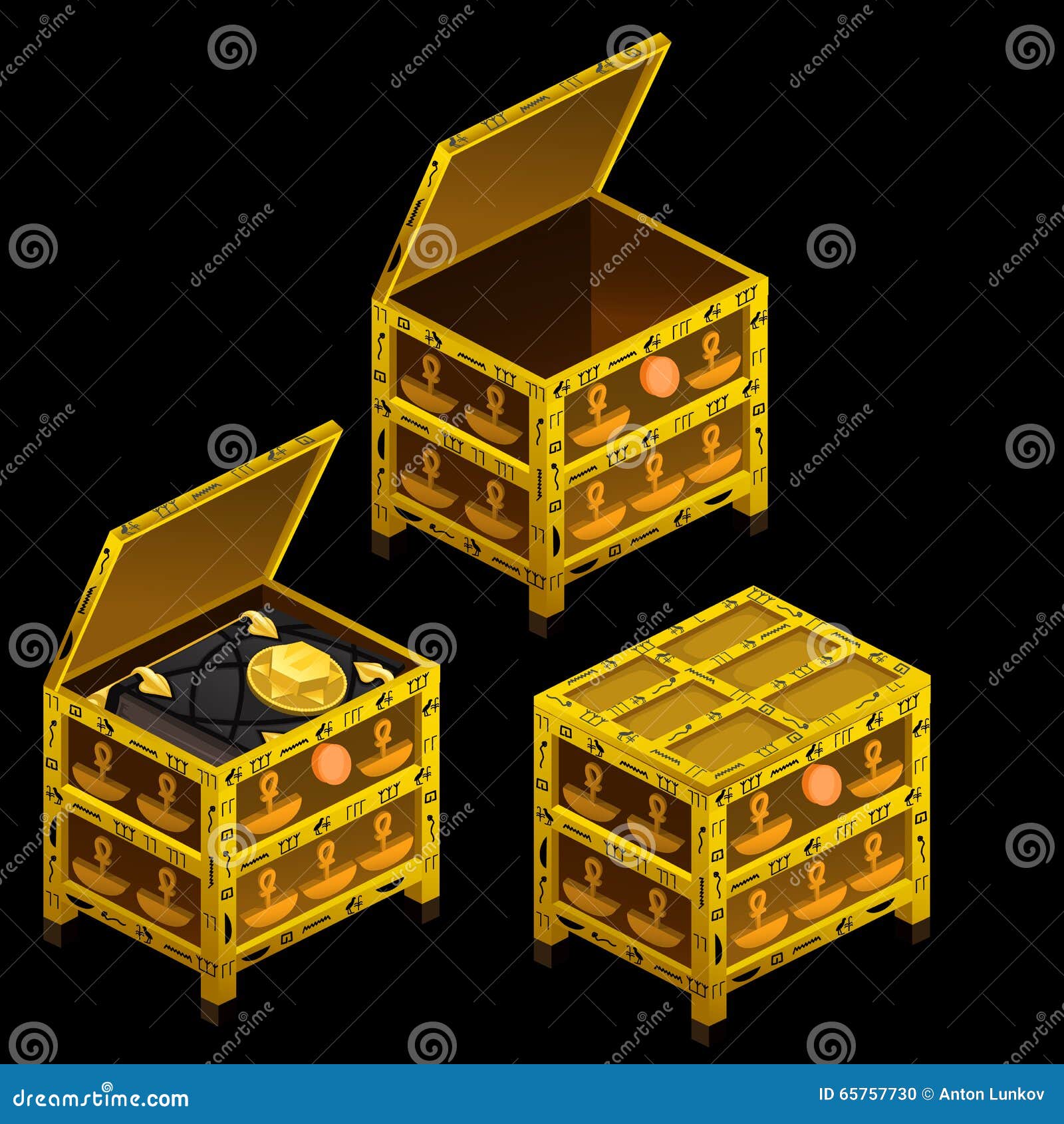 Golden Key, Ancient Castle Tool In Cartoon Style Isolated On White ...