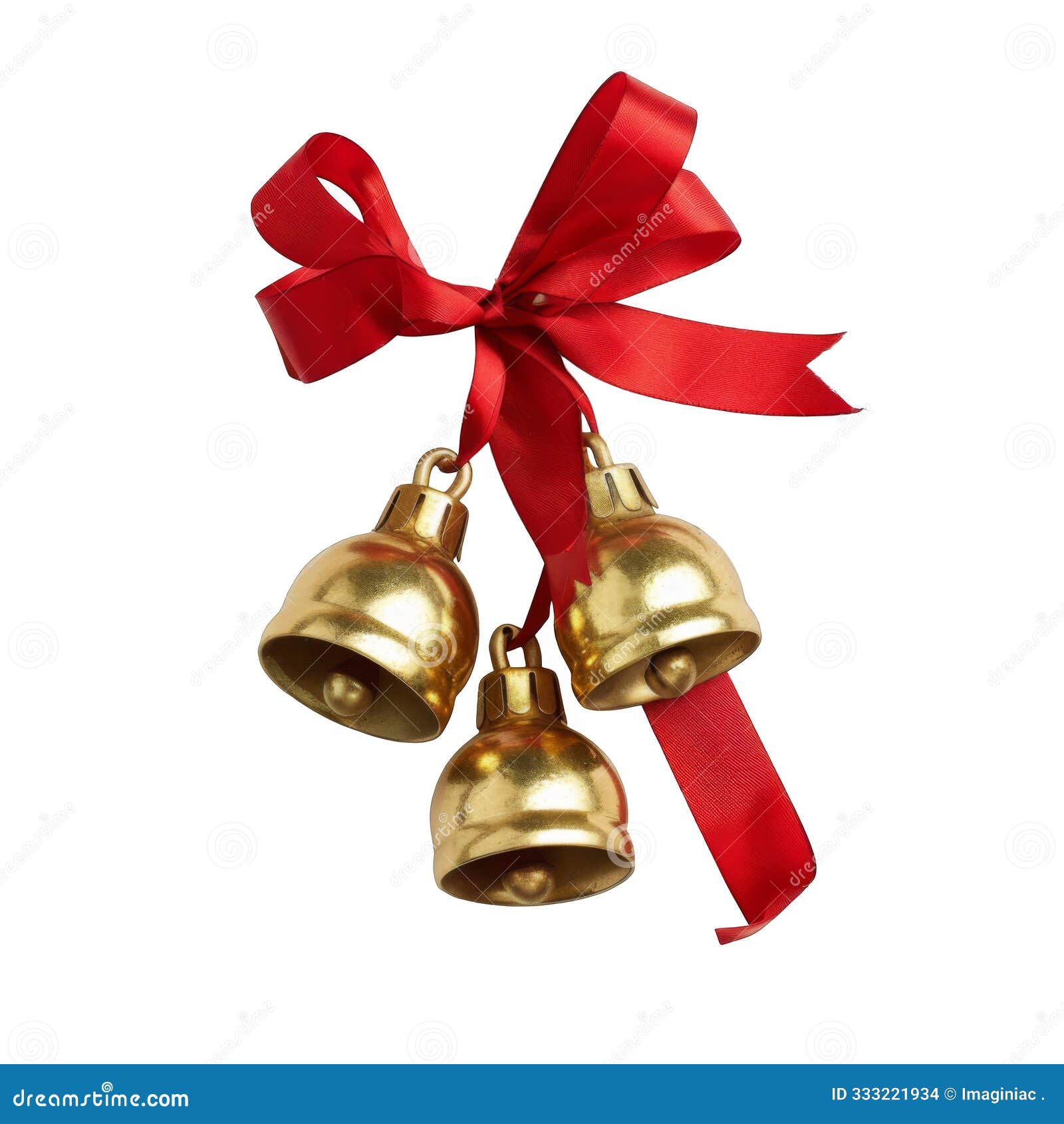 Three Golden Bells with a Red Bow Stock Illustration - Illustration of ...