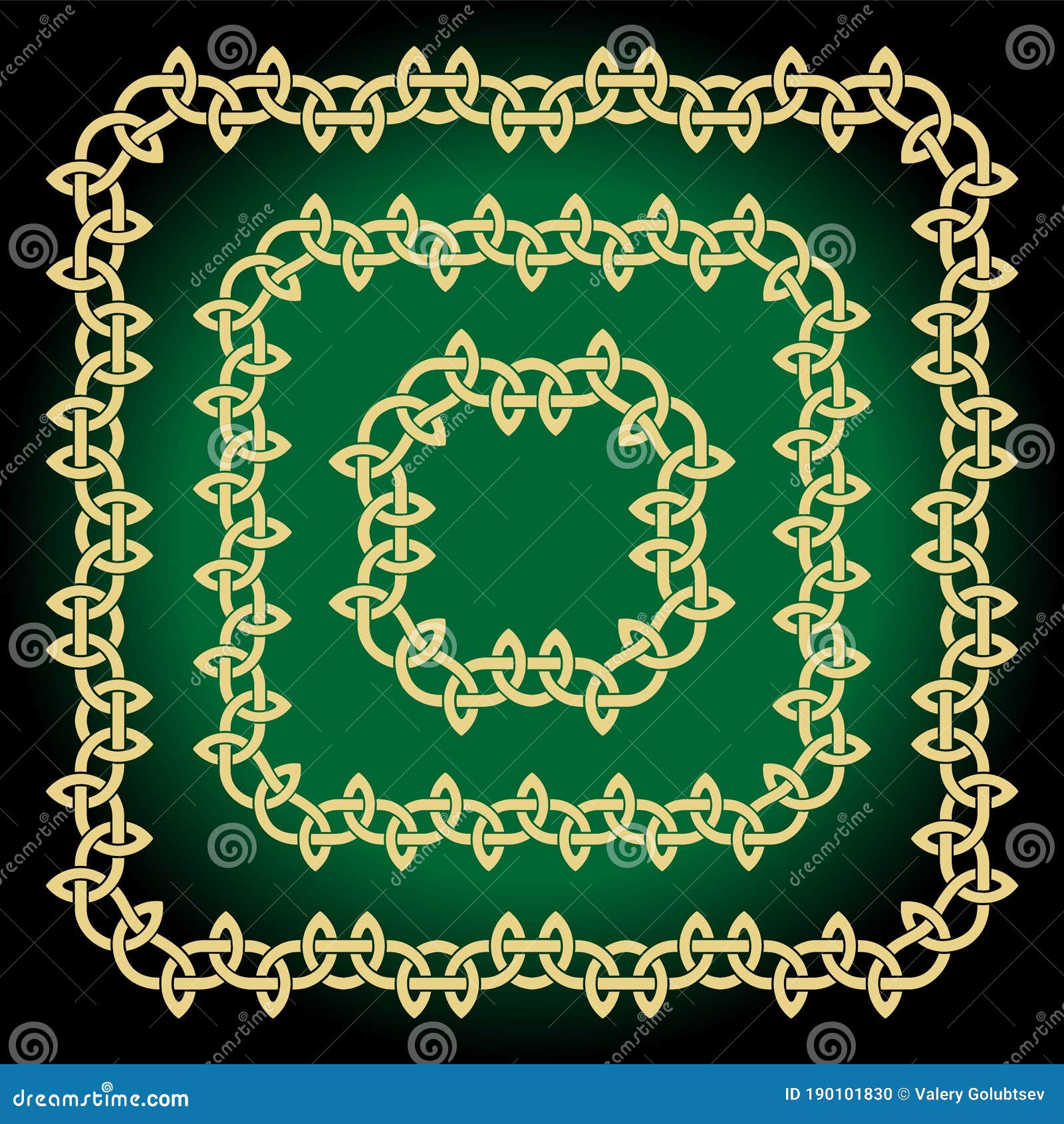 Three Golden Celtic Frames on a Dark Background. it Consists of ...