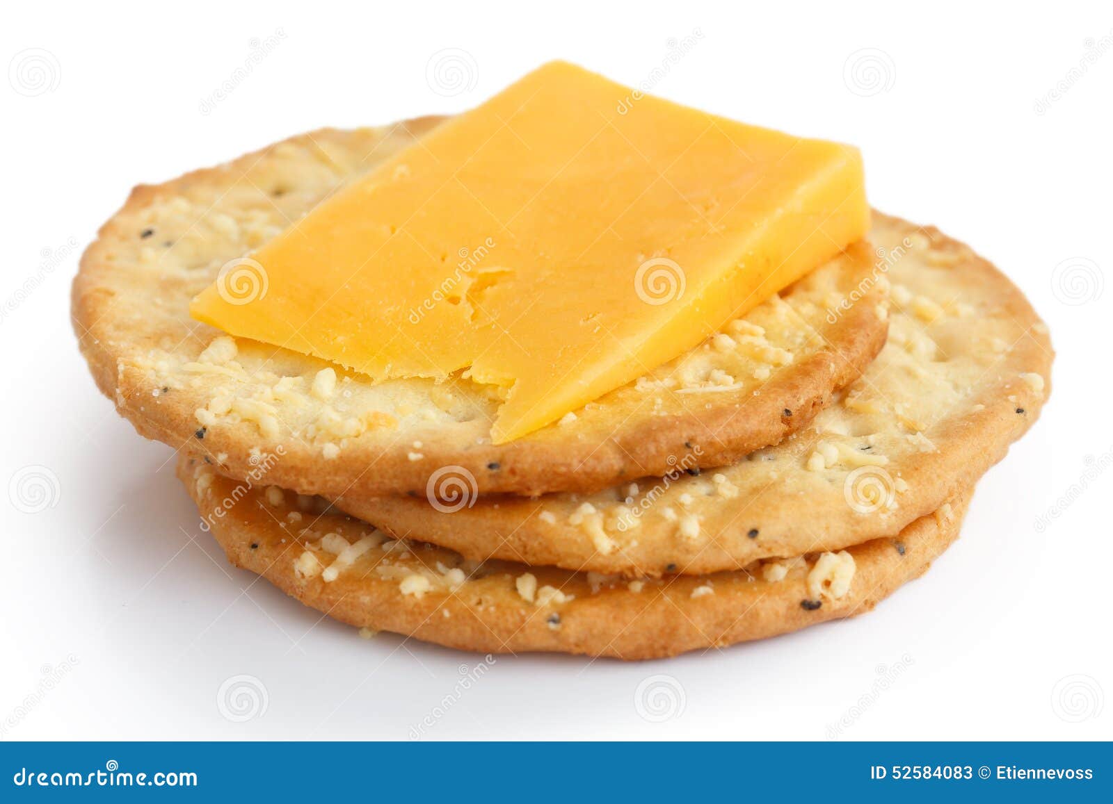 Three Golden Cheese Crackers on White. Stock Image - Image of slice ...