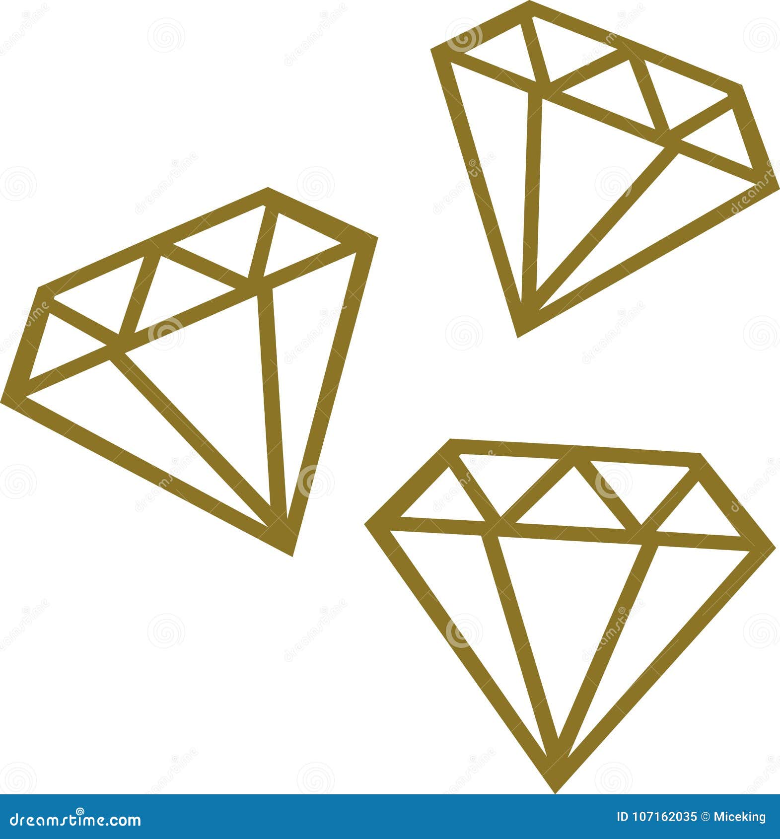Three golden diamonds stock vector. Illustration of diamond - 107162035