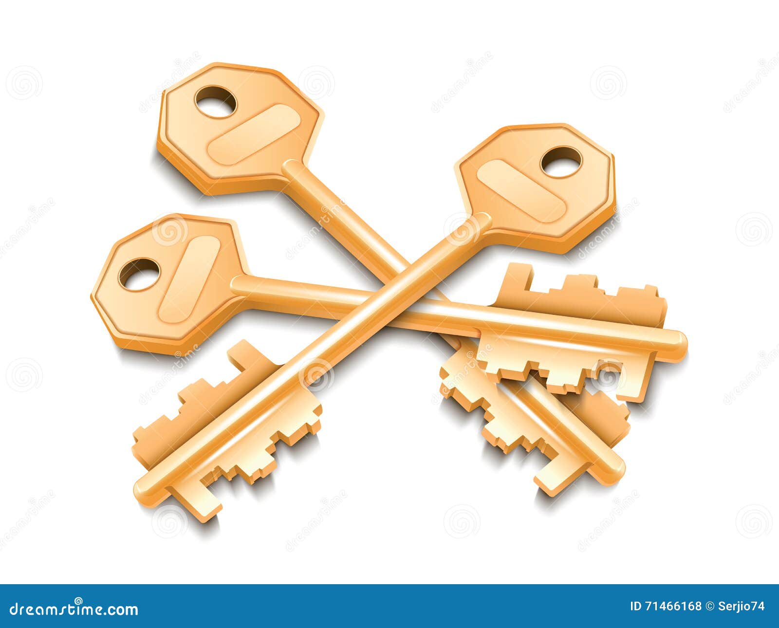 Three golden keys. stock vector. Illustration of lock - 71466168