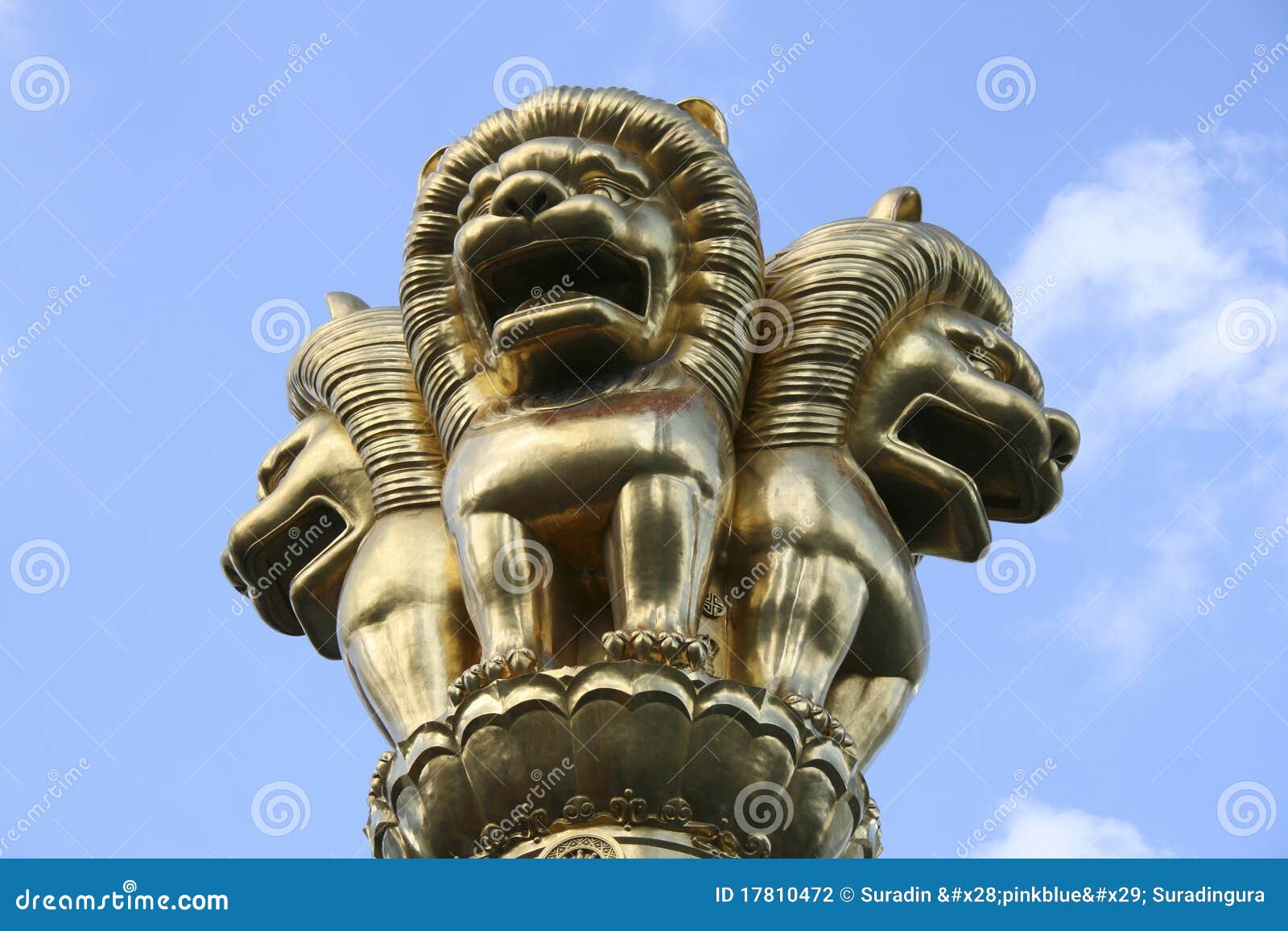 Three Golden Lions Guarding Stock Photo - Image of pray, power: 17810472