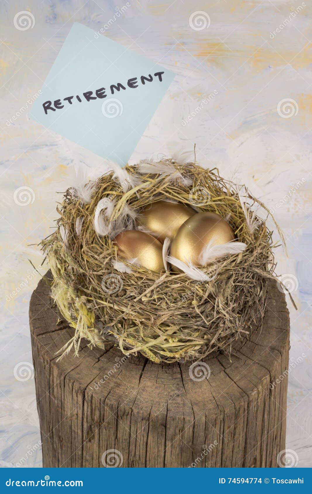 Three Golden Nest Eggs for Retirement Stock Photo - Image of financial ...