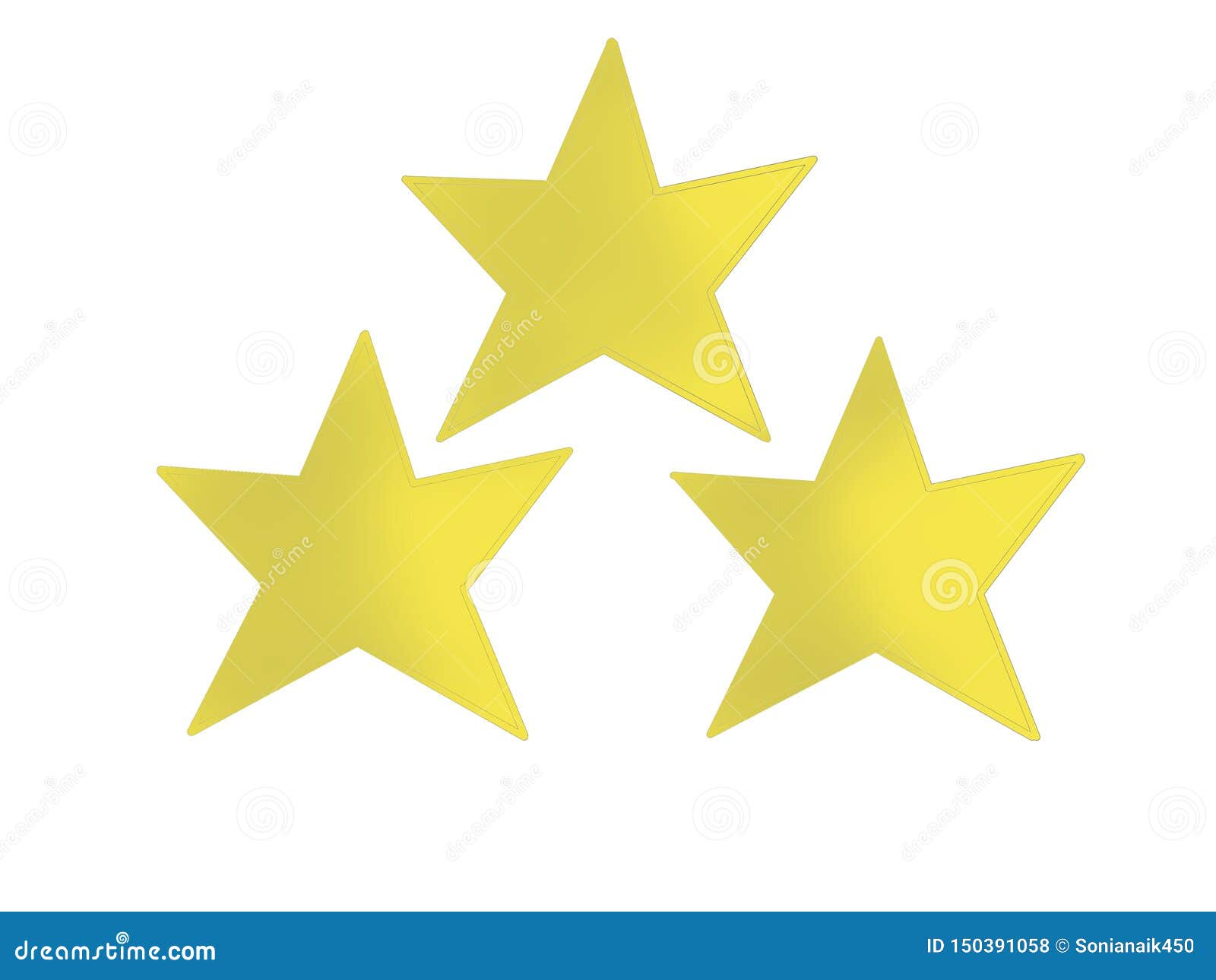 Three Golden Star in a Pyramid Shape Stock Illustration - Illustration ...