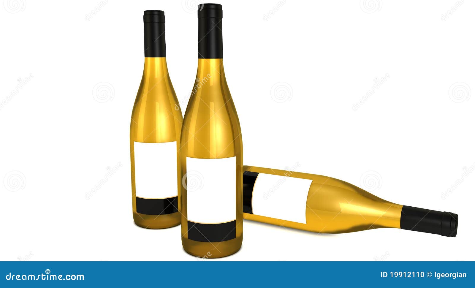 Three Golden wine bottles stock illustration. Illustration of alcohol ...