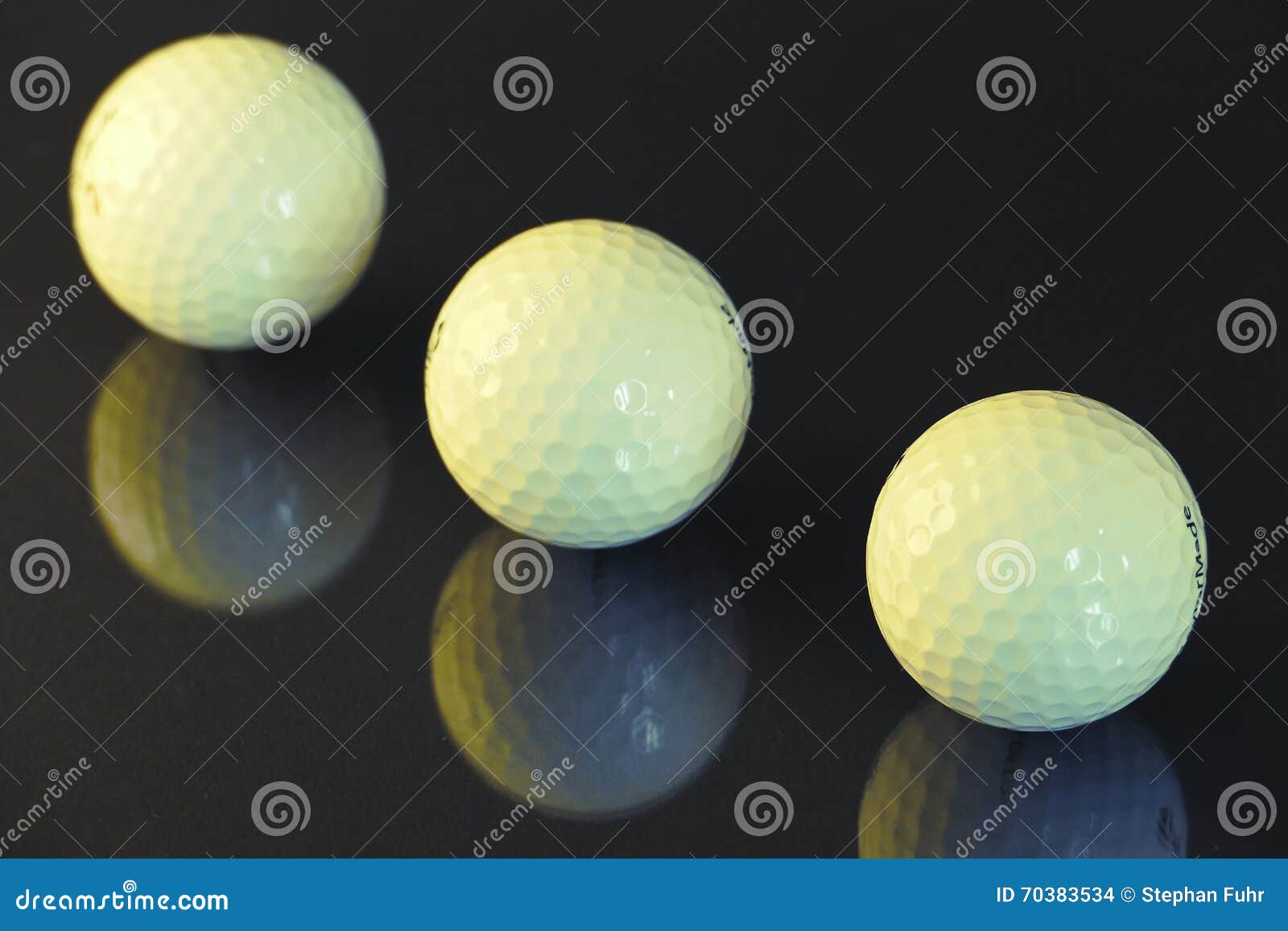 Three Golf Balls on a Black Background Stock Photo - Image of equipment ...