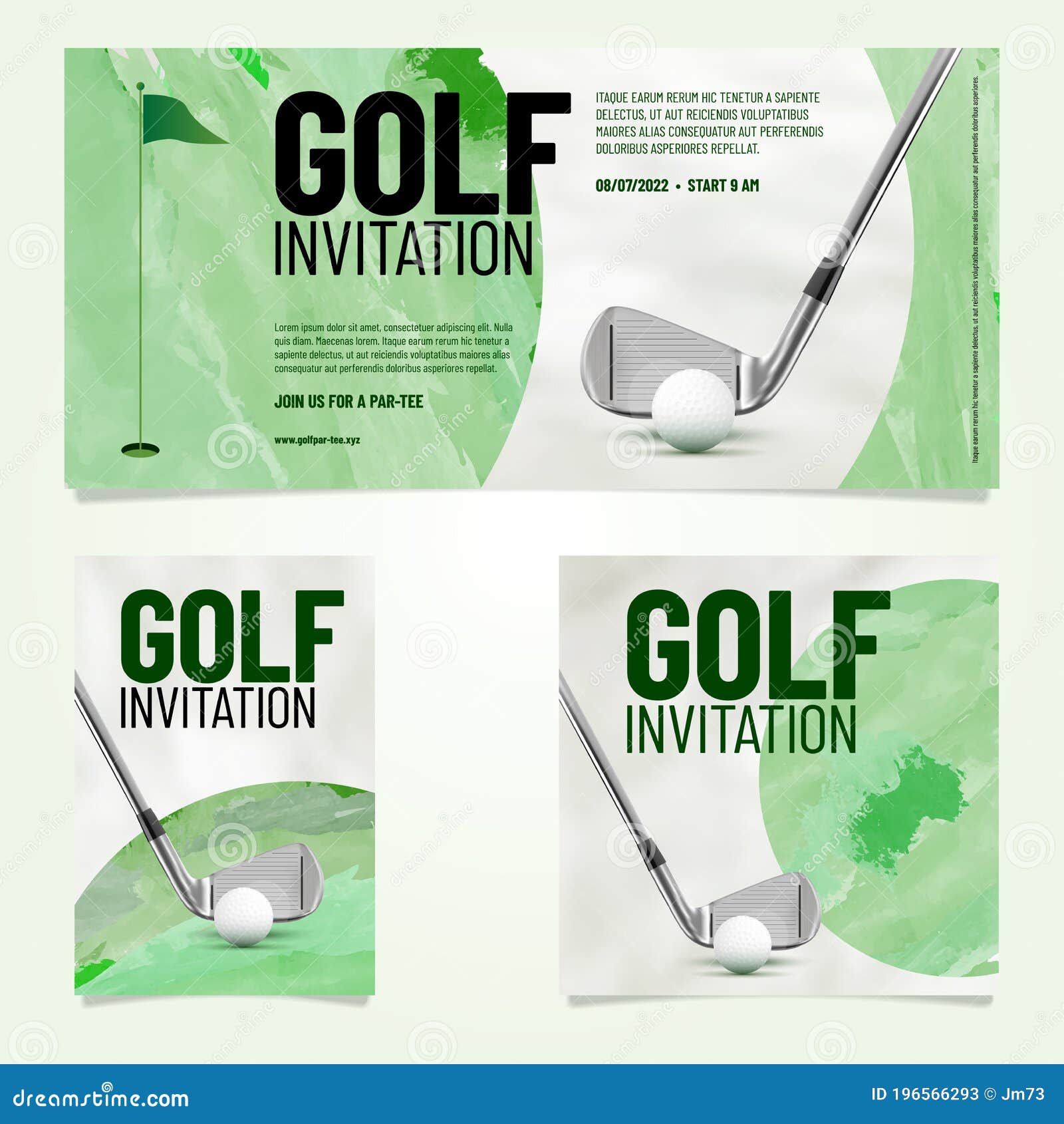 Three Golf Invitation Template in Different Orientation with Sample ...