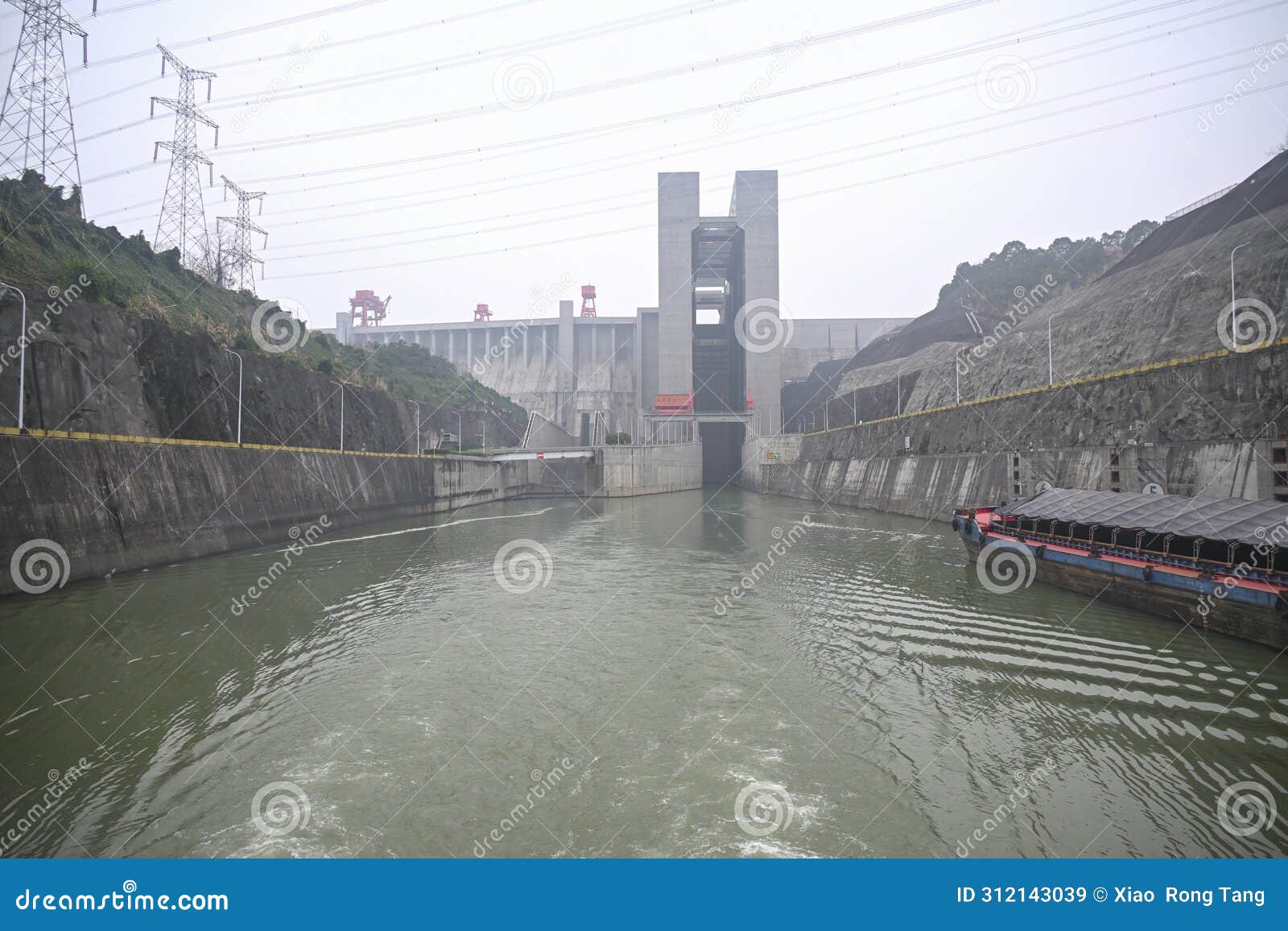 Three Gorges Dam Lift Way Exit Channel Stock Image - Image of haze ...