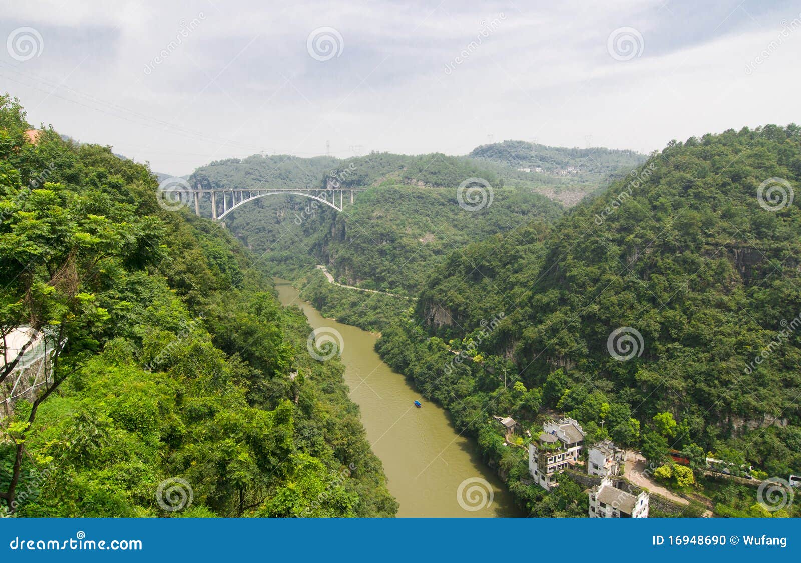 Three Gorges Tribe Scenic Spot Along The Yangtze River; Located Stock ...