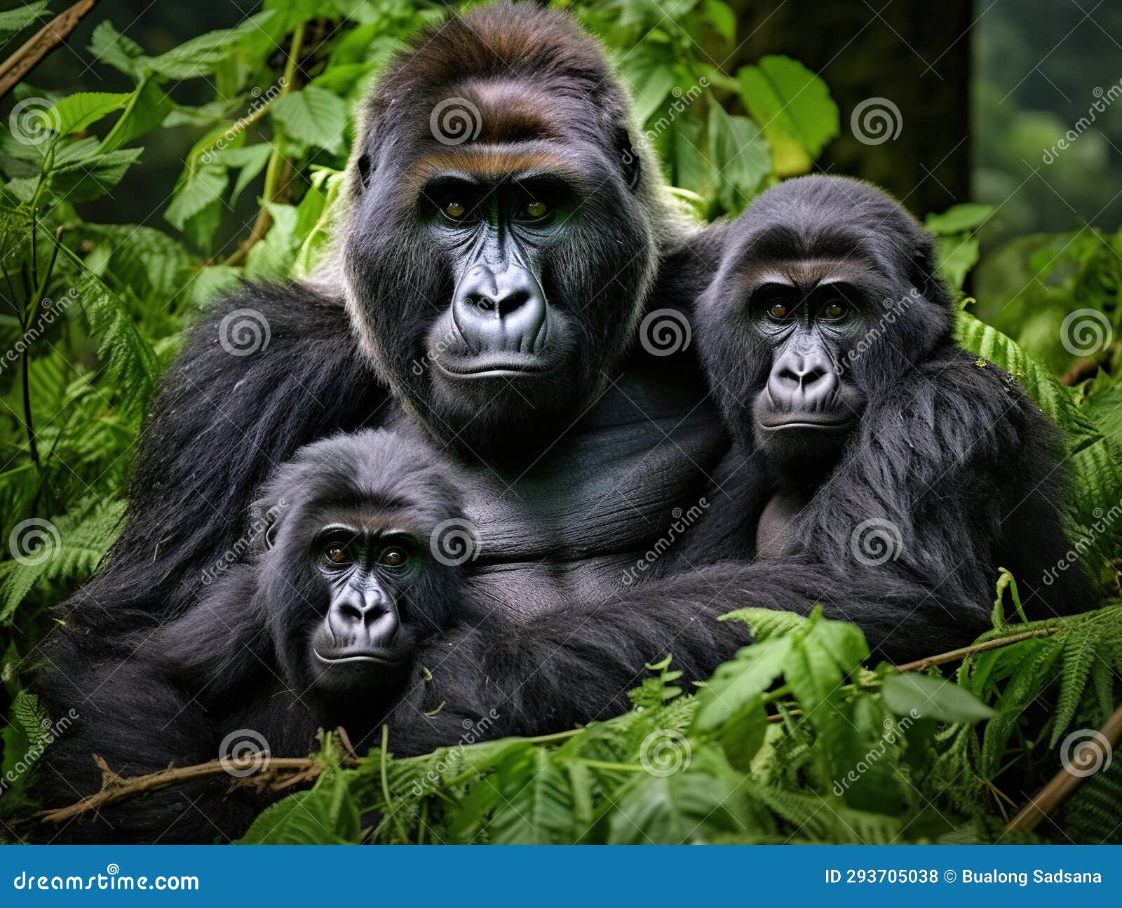 Three gorillas stock illustration. Illustration of three - 293705038