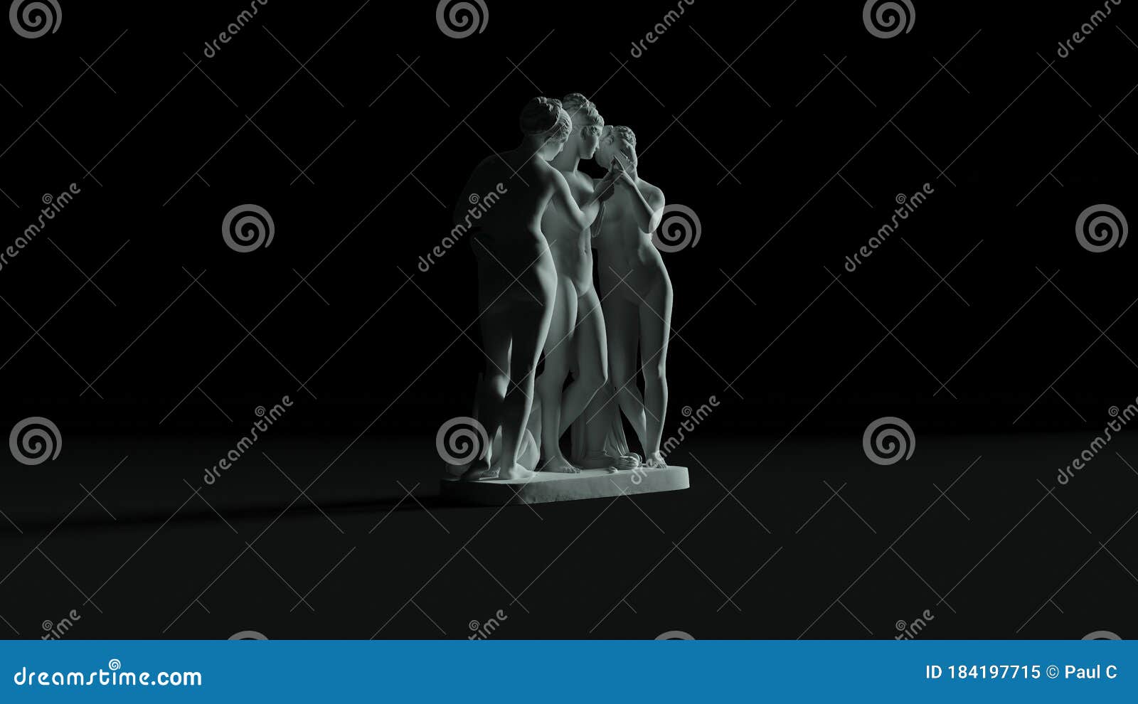 The Three Graces Sculpture Front Quarter Right View Stock Illustration ...
