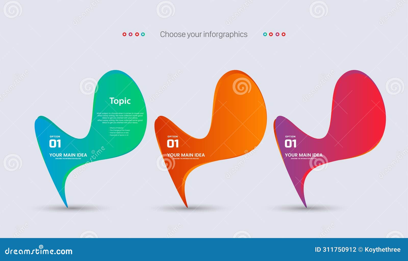 Three Gradient Infographics Step by Step. Colorful Element of Chart ...