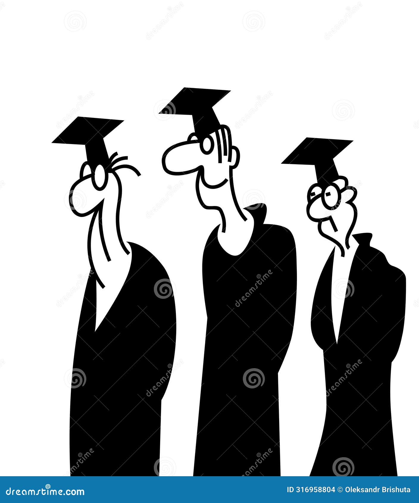 Three Graduated Students. Comic Characters Stock Vector - Illustration ...