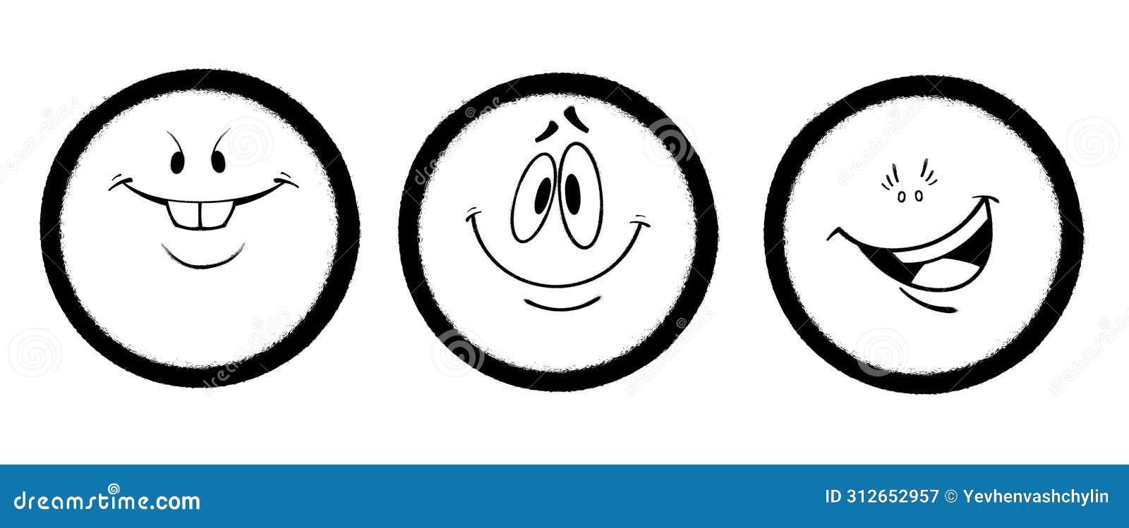 Three Graffiti Emoticons. Smiling Face Painted Spray Paint Stock Vector ...