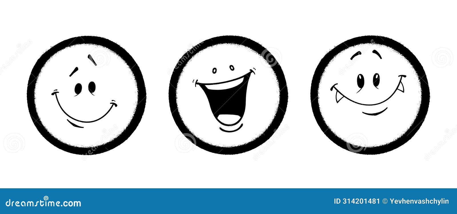 Three Graffiti Emoticons. Smiling Face Painted Spray Paint Stock ...