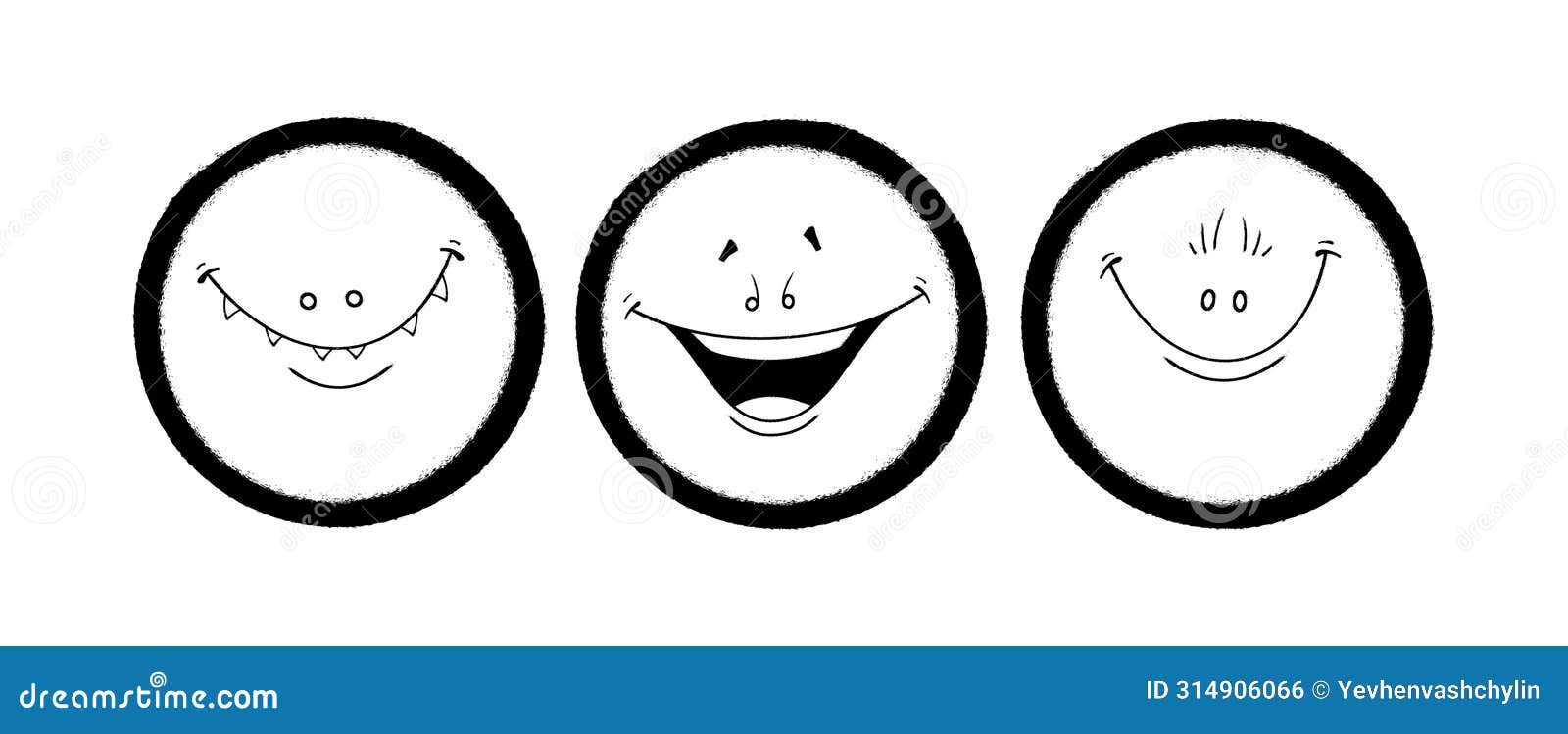 Three Graffiti Emoticons. Smiling Face Painted Spray Paint Stock Vector ...