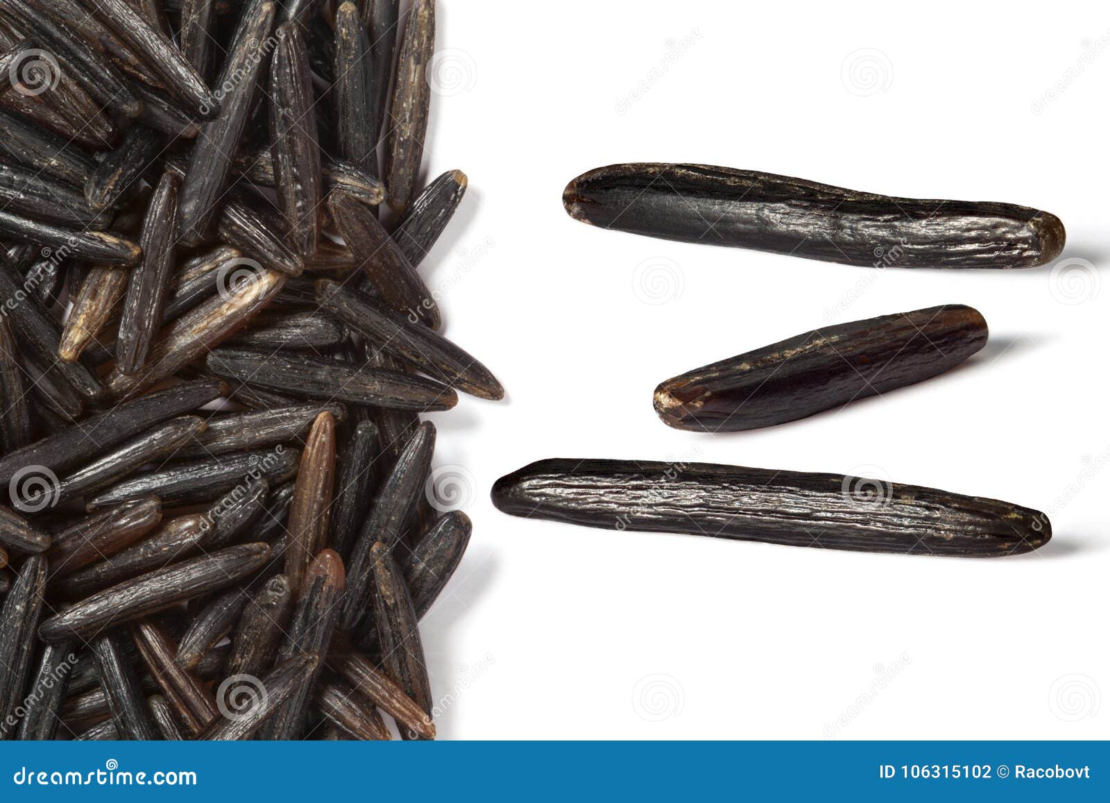 Three grains of black rice stock photo. Image of vegetarian - 106315102