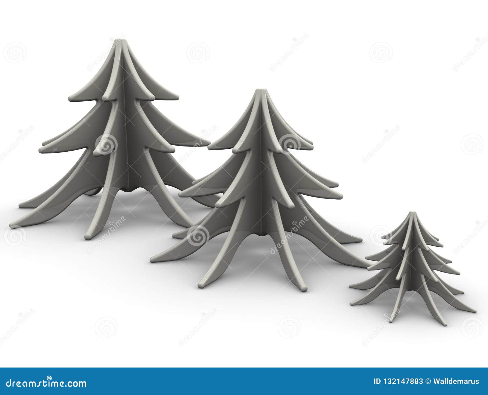 Three Spruce Trees Arranged in a Row Stock Illustration - Illustration ...