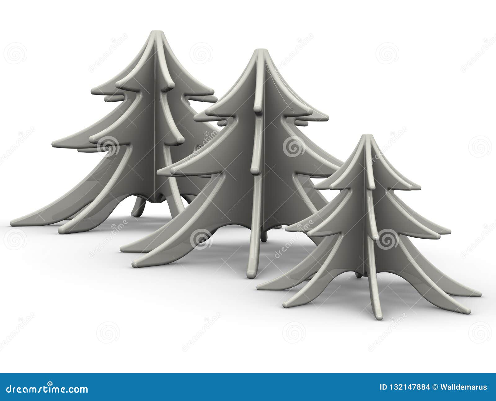 Three Spruce Trees Arranged in a Row Stock Illustration - Illustration ...