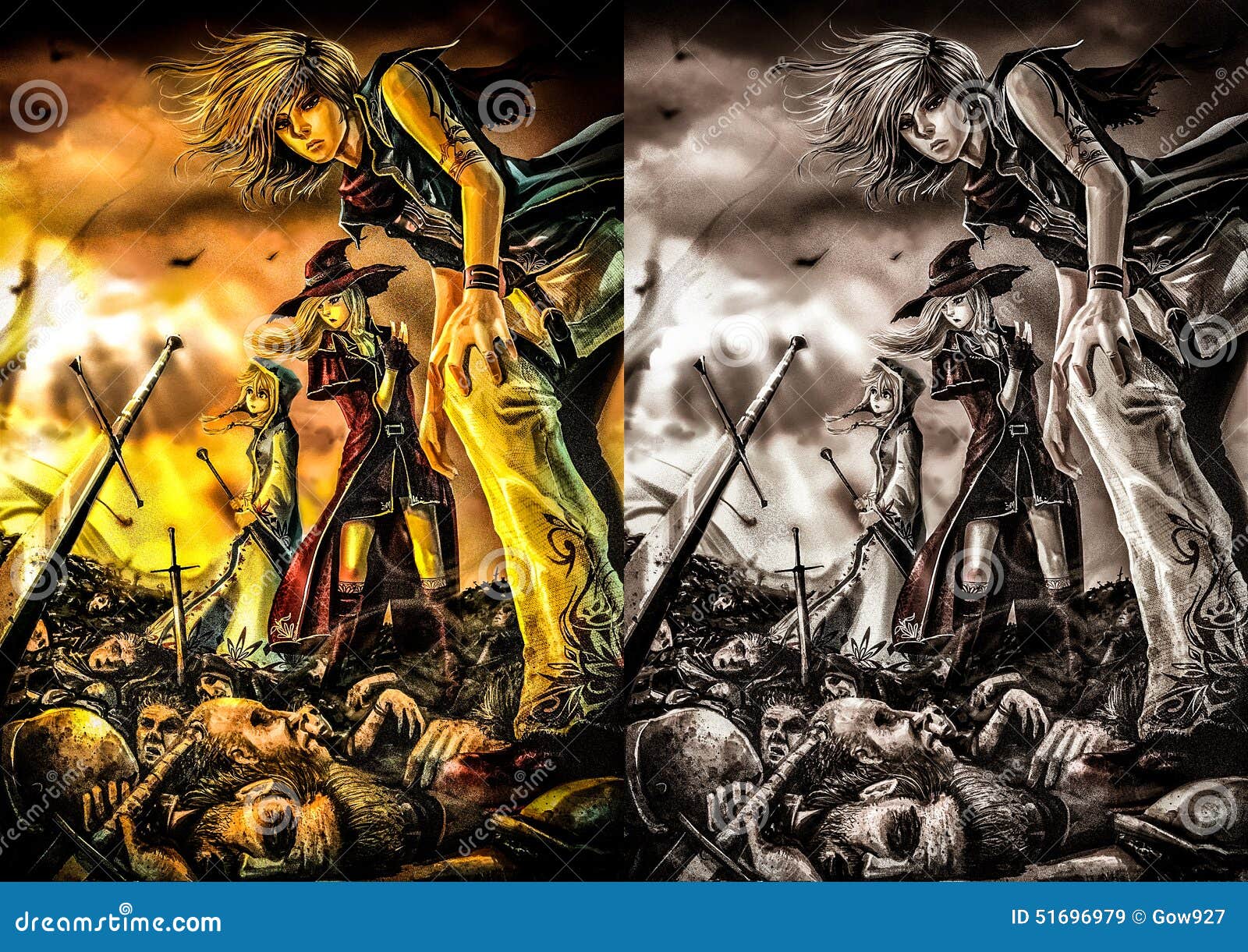 Three Great Wizards Are Standing On The Pile Of Corpse Royalty-Free ...