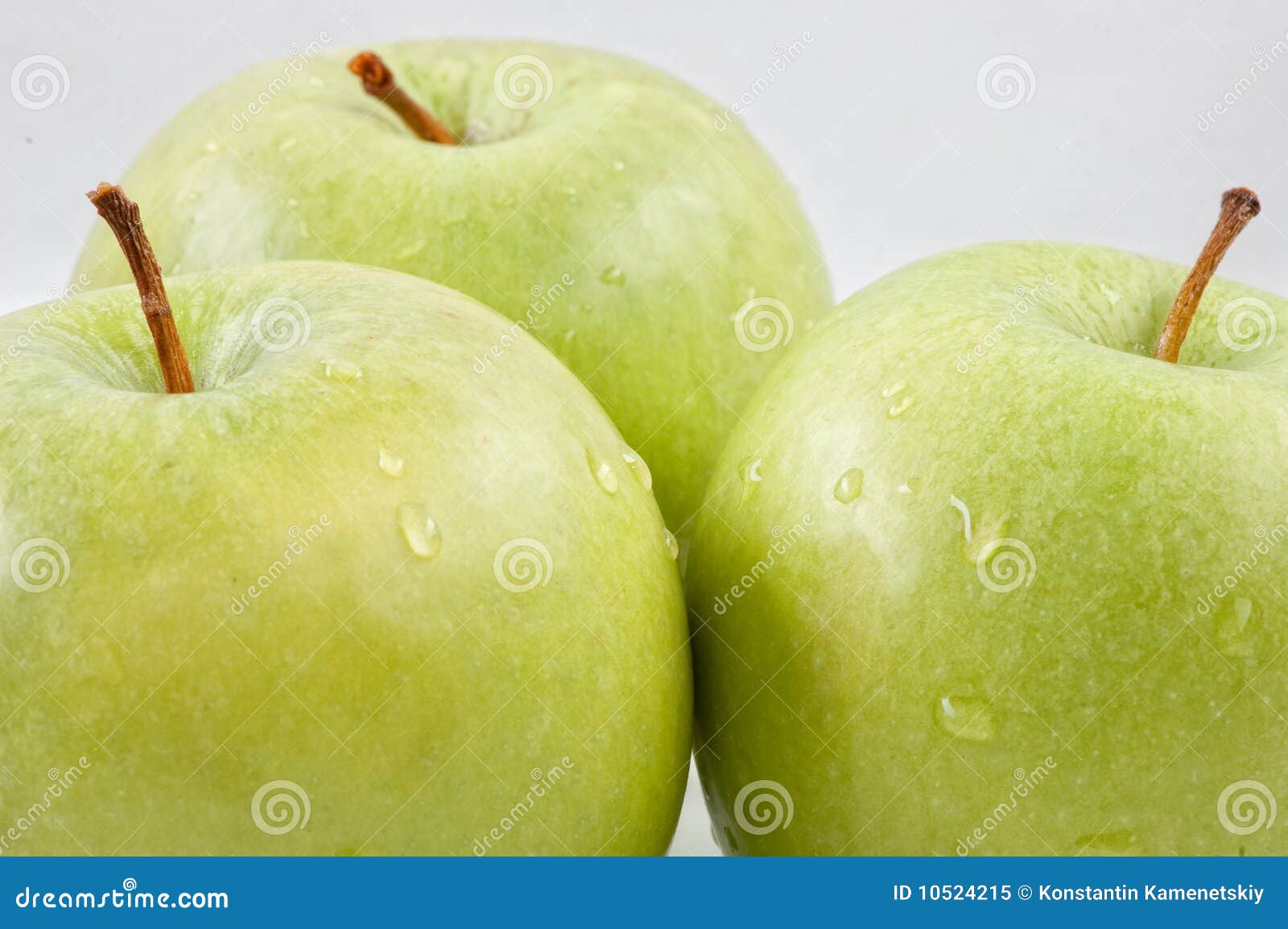 Three green apples stock image. Image of healthy, organic - 10524215