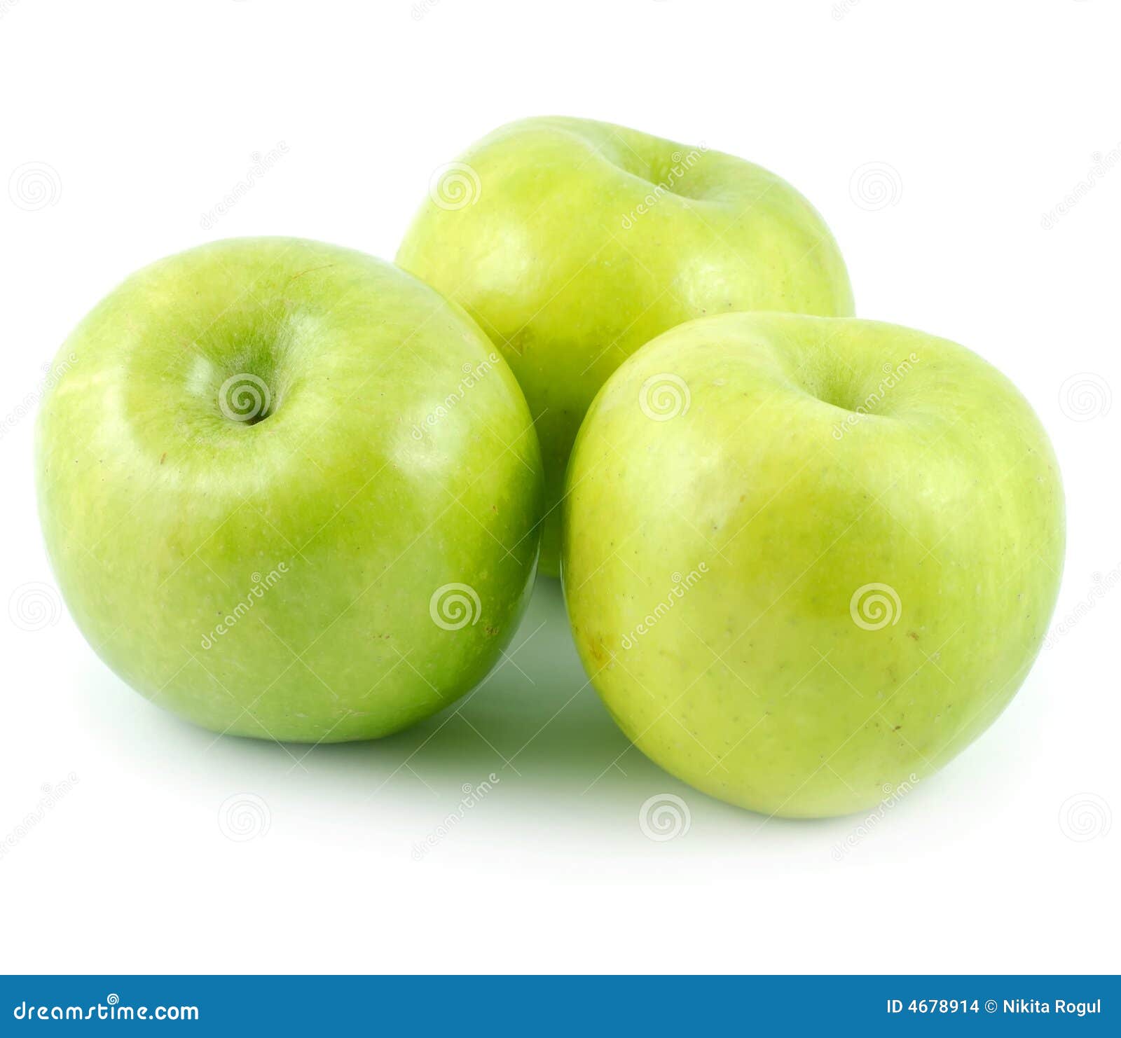 Three green apples stock photo. Image of fruits, healthy - 4678914