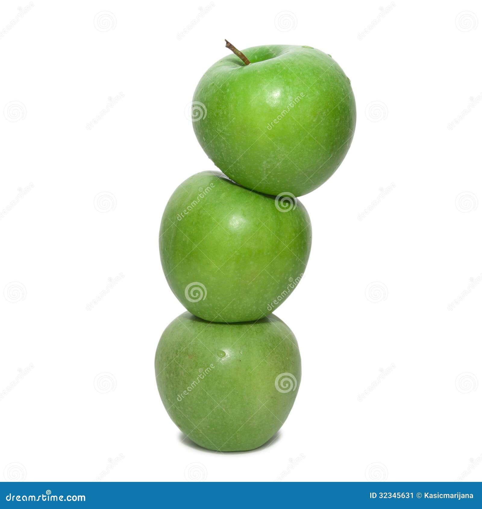 Three green apples stock image. Image of diet, apple - 32345631