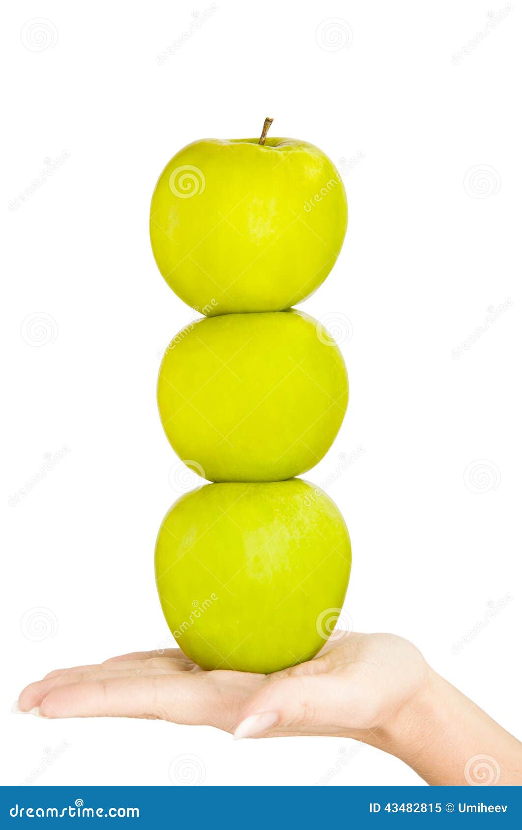 Three green apples in palm stock image. Image of dieting - 43482815
