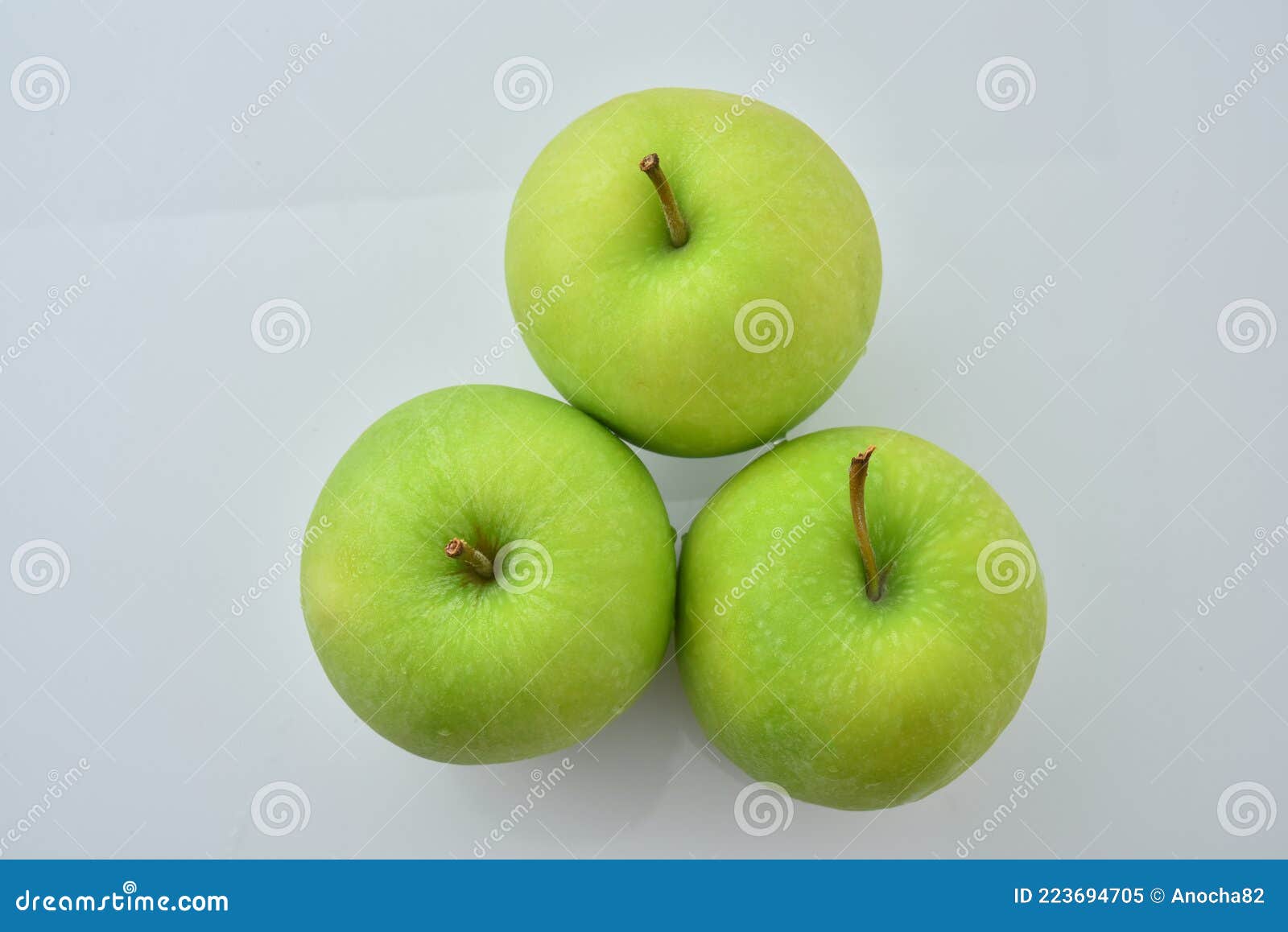 Three Green Apples on a White Background Stock Image - Image of fruit ...