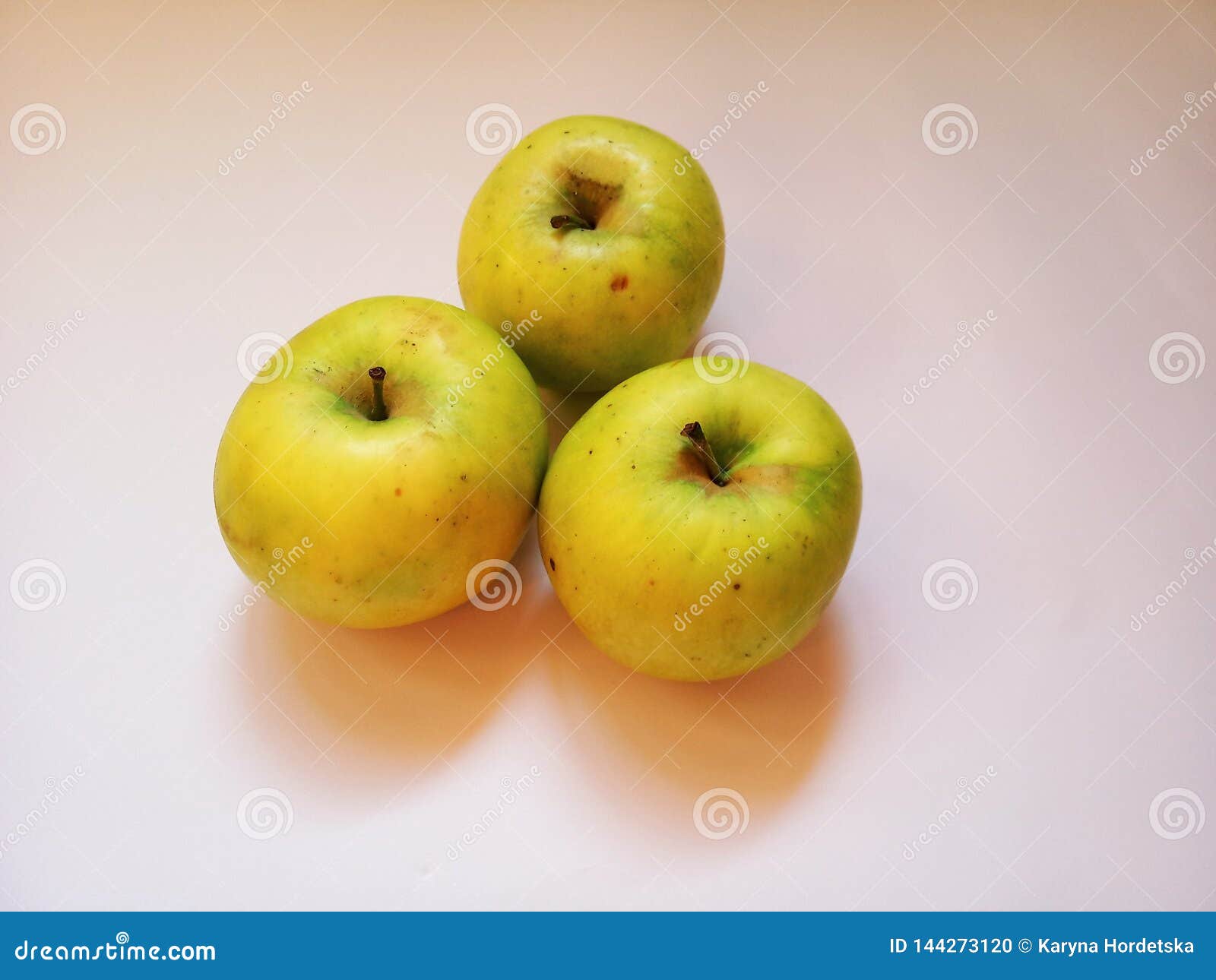 Three Green Apples on White Background Stock Photo - Image of white ...