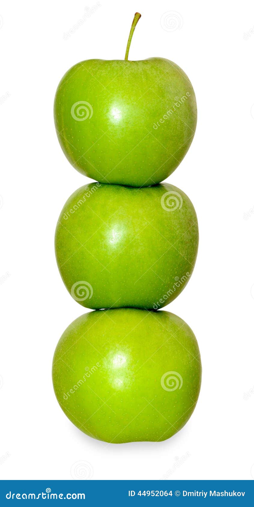 Three Green Apples on White Stock Photo - Image of isolated, food: 44952064