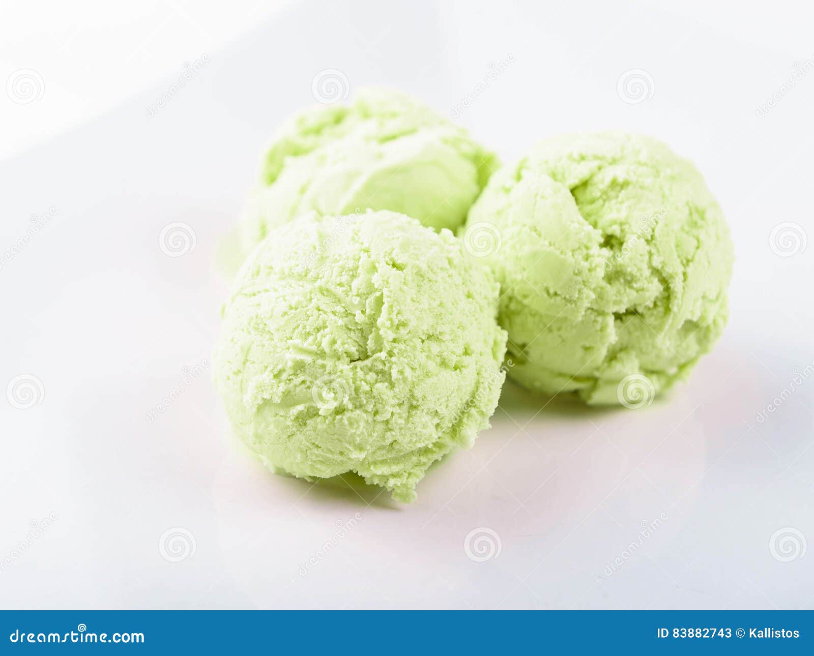 Three Green Balls of Ice Cream Stock Image - Image of object, menu ...