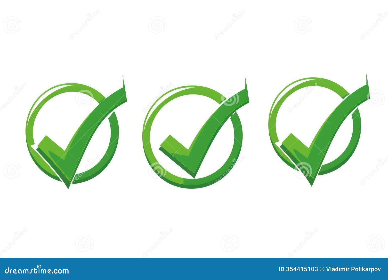 Three Green Check Marks on a Clean White Background, Suitable for ...
