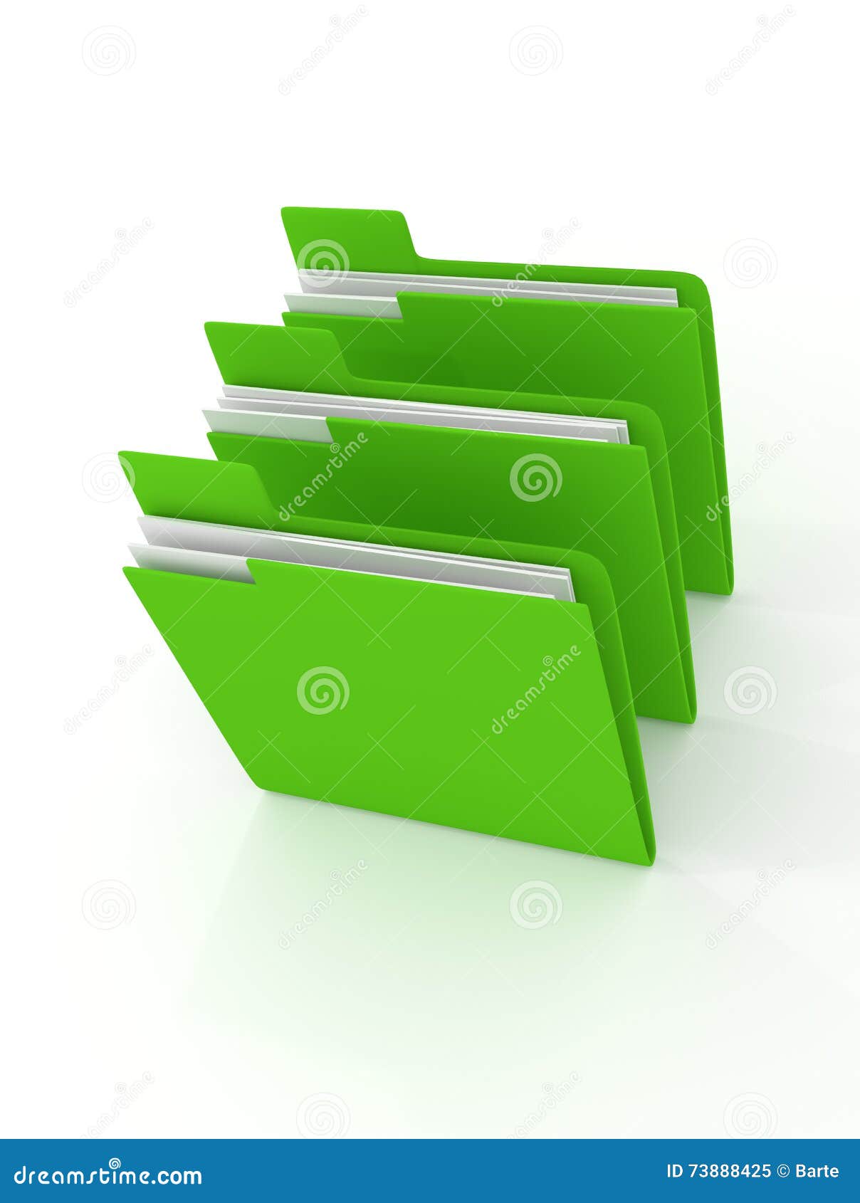 Three Green Folder 3d Rendering Stock Illustration - Illustration of ...