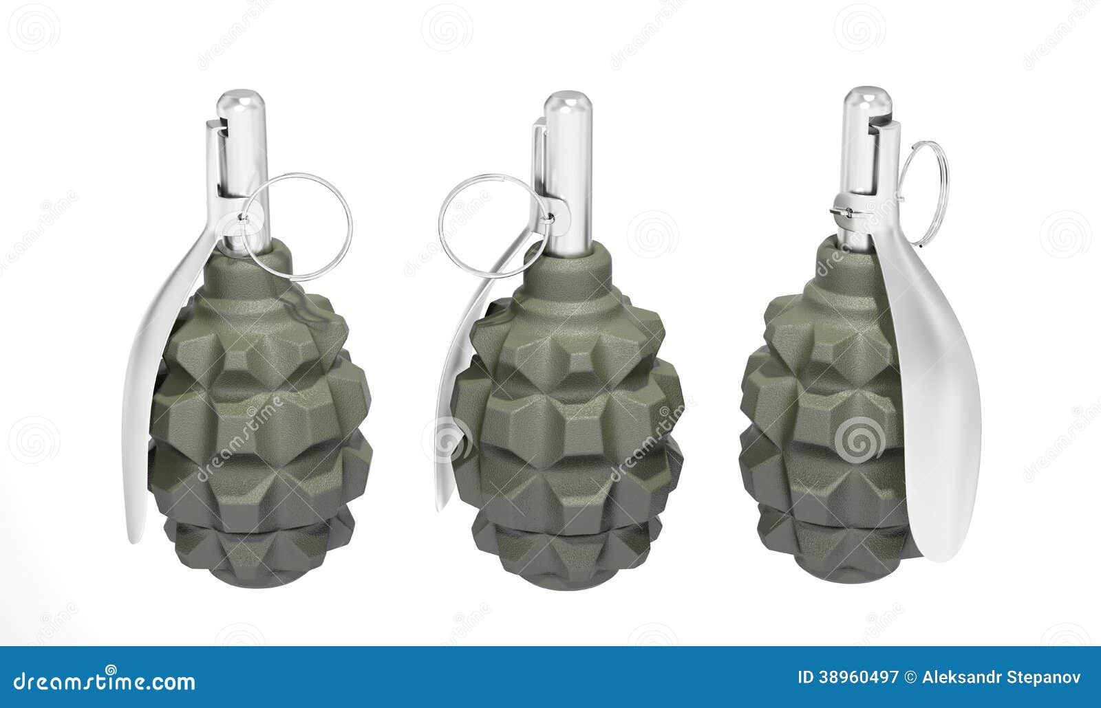 Three Green Frag Grenades on White Background Stock Illustration ...