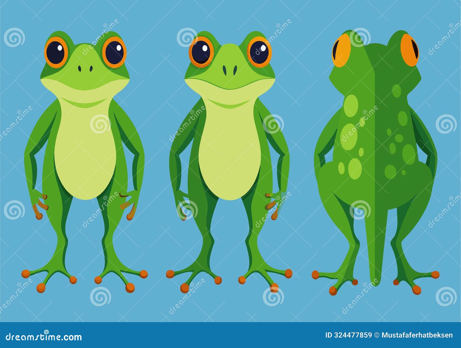Three Green Frogs are Shown in Different Poses Stock Illustration ...
