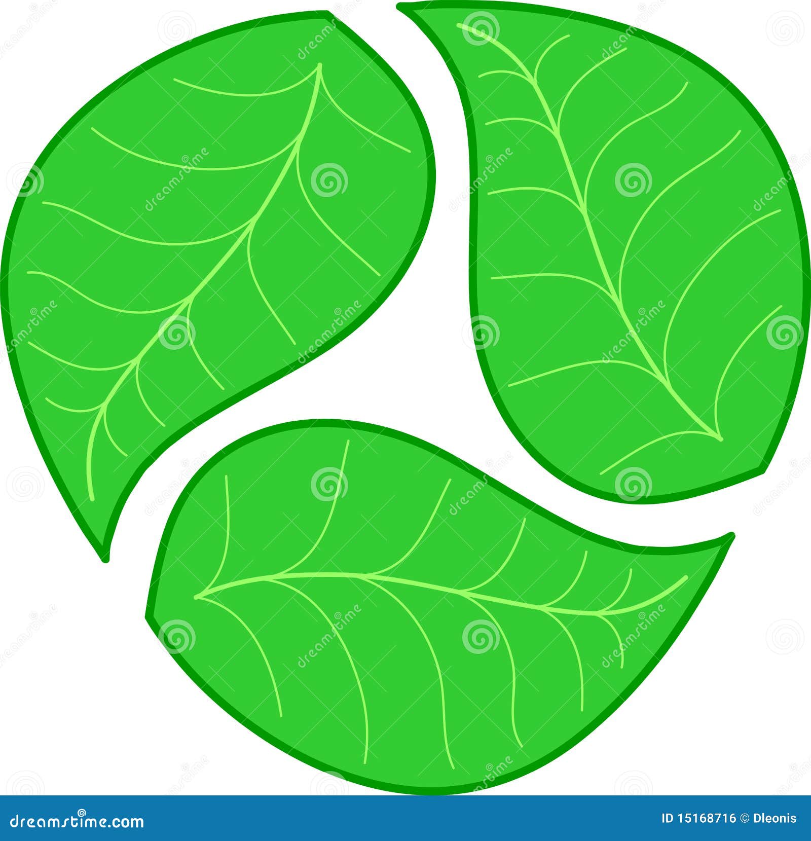 Three green leaves stock vector. Illustration of recycle - 15168716