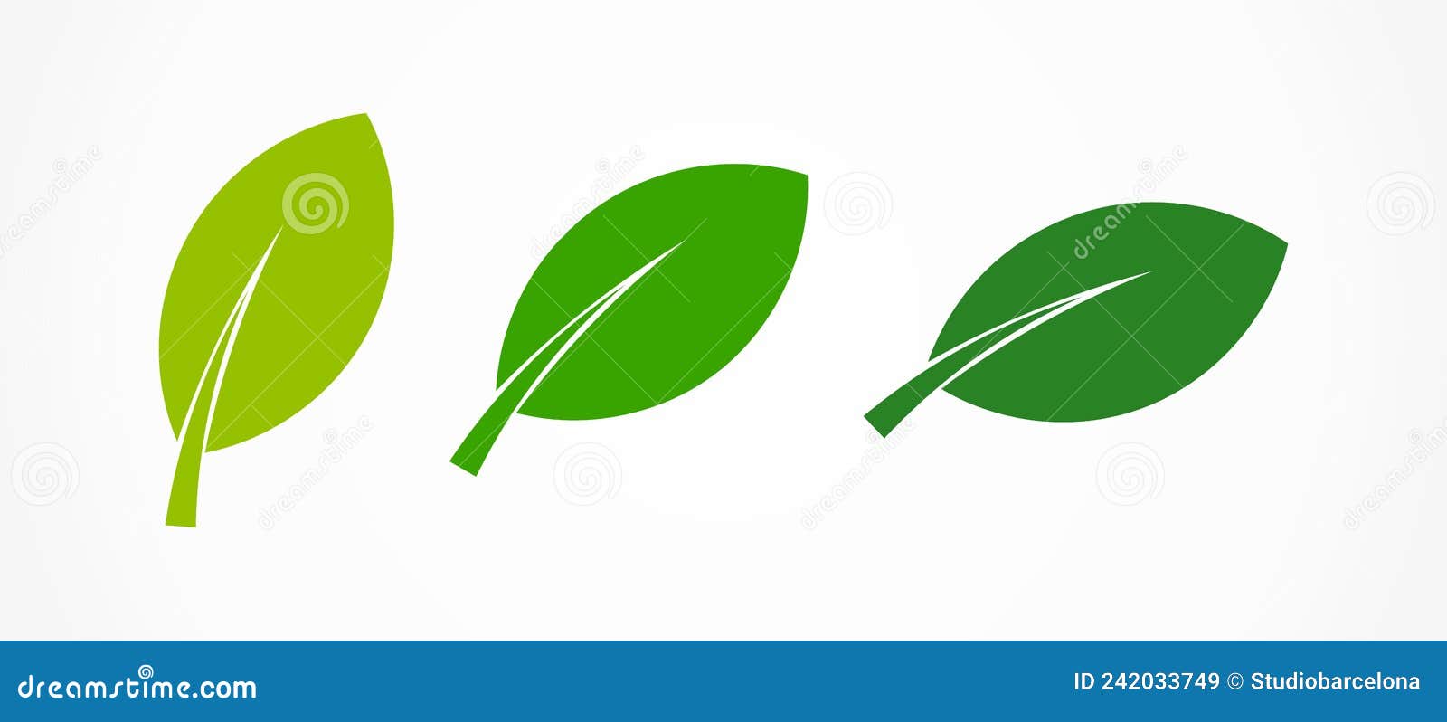 Three green leaves icons stock vector. Illustration of simple - 242033749