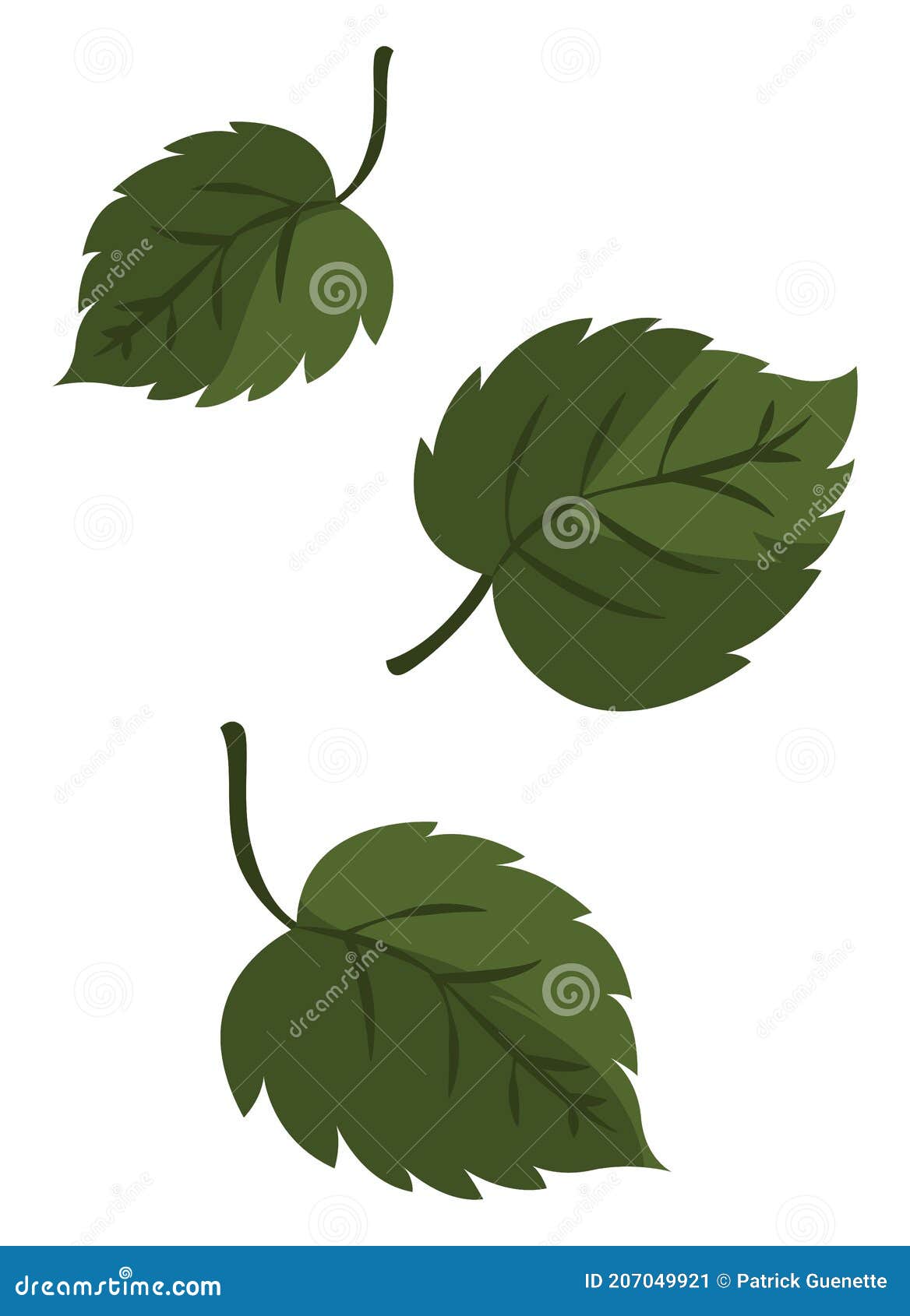 Three Green Leaves, Illustration, Vector Stock Vector - Illustration of ...