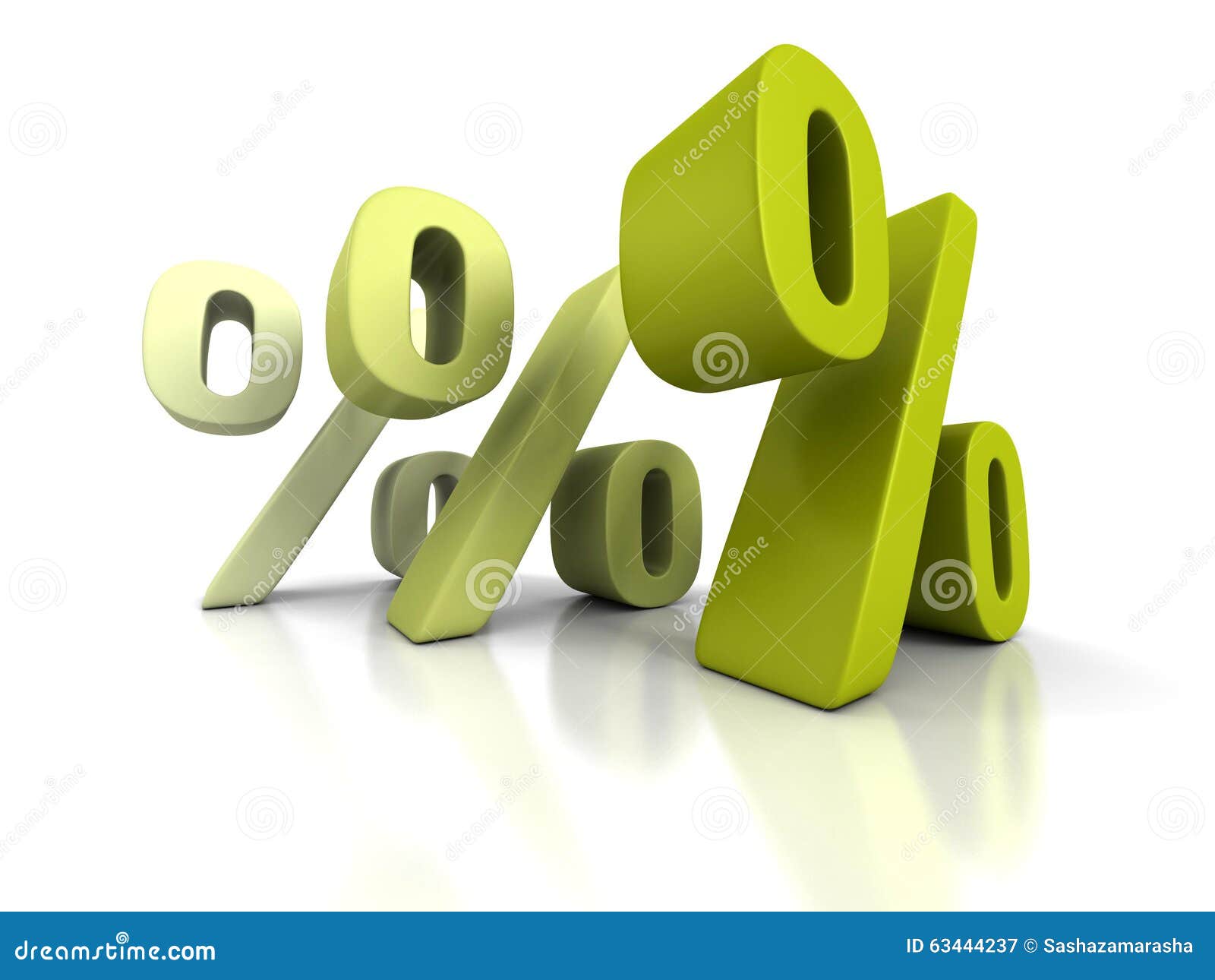 Three Green Percent Symbols on White Background. Stock Illustration ...