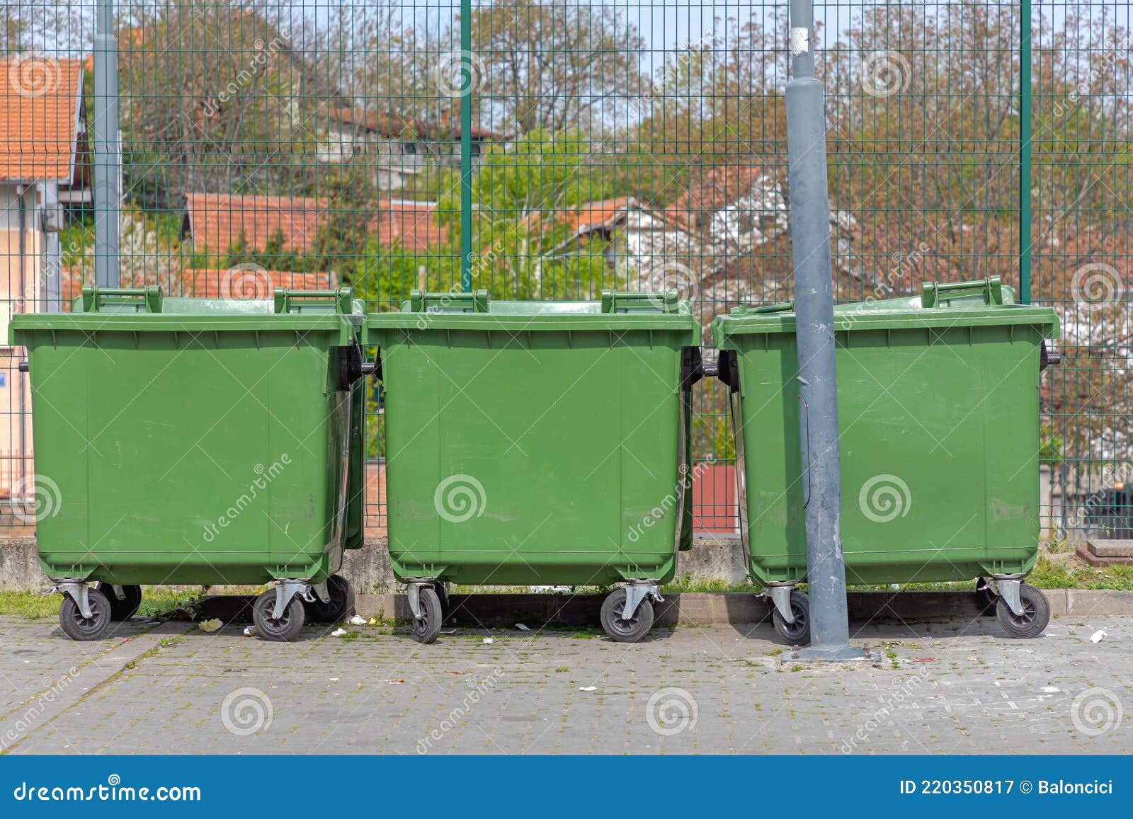 Green Dumpster Containers stock image. Image of waste - 220350817