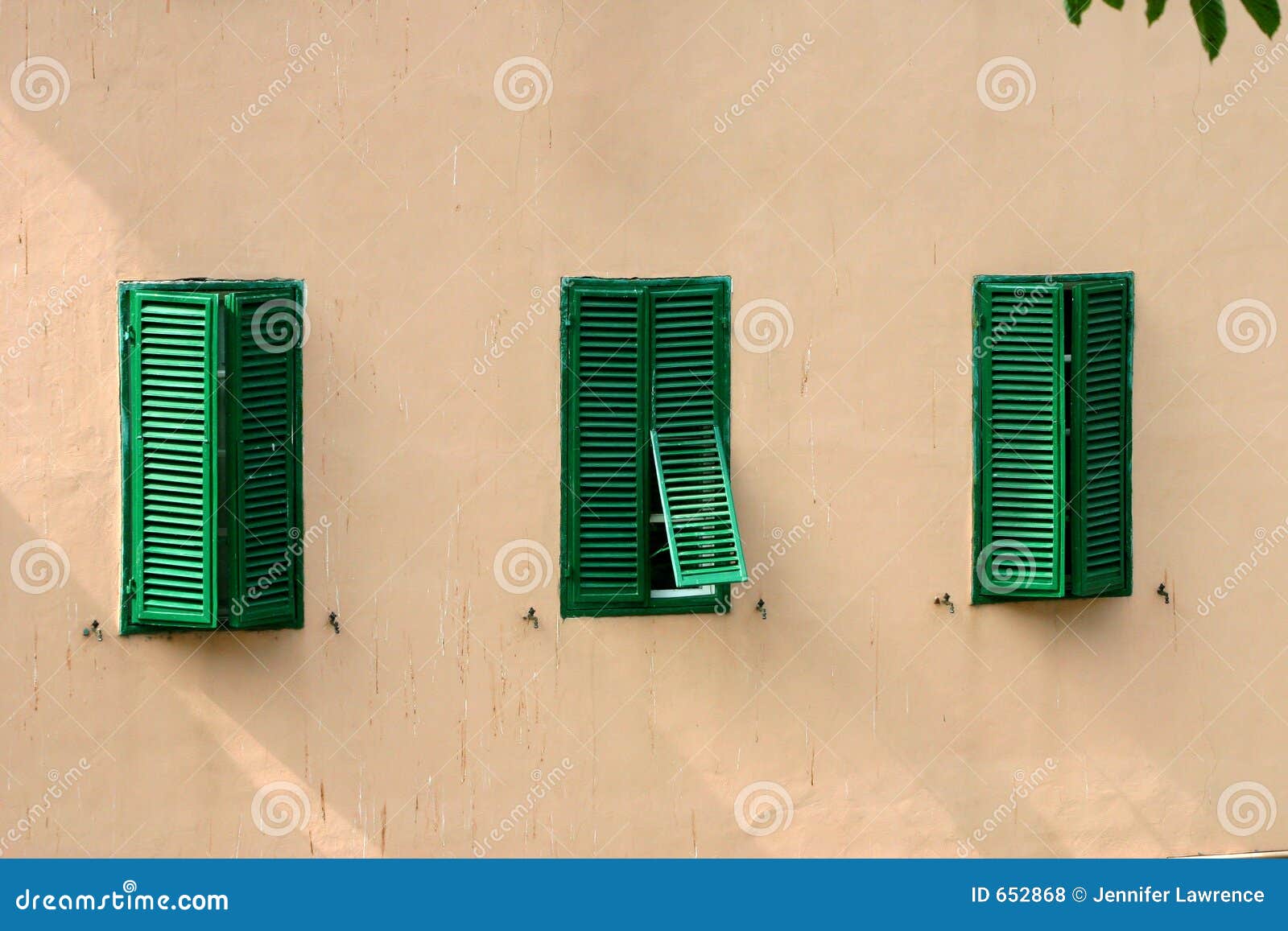 Three Green Shutters stock photo. Image of slats, city - 652868