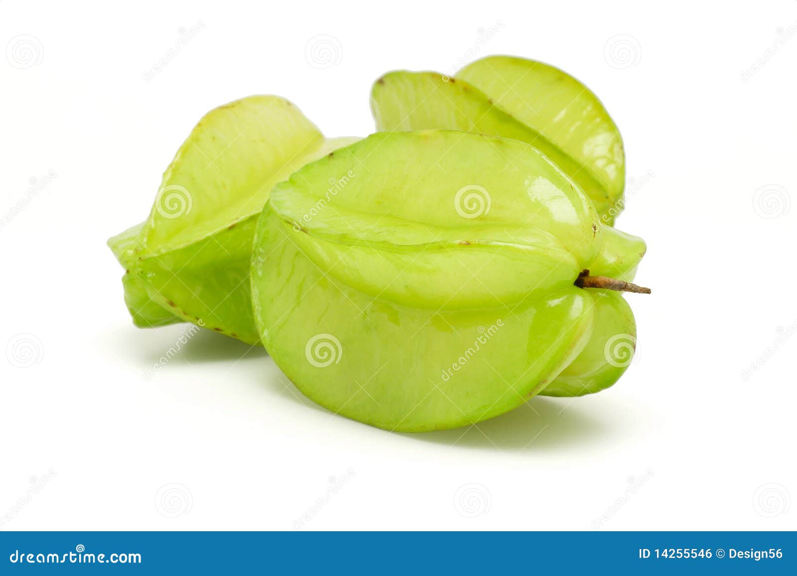Three green star fruits stock photo. Image of carambola - 14255546